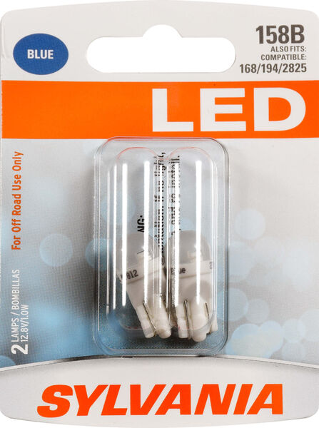 SYLVANIA 158B BLUE LED Mini Bulb, 2 Pack