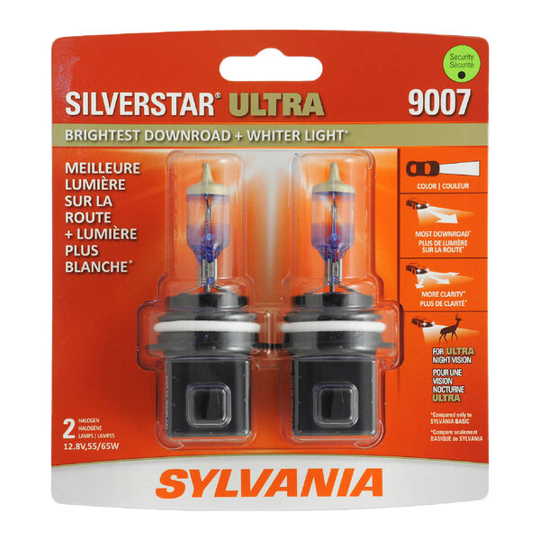 SYLVANIA 9007 SilverStar ULTRA Halogen Headlight Bulb, 2 Pack