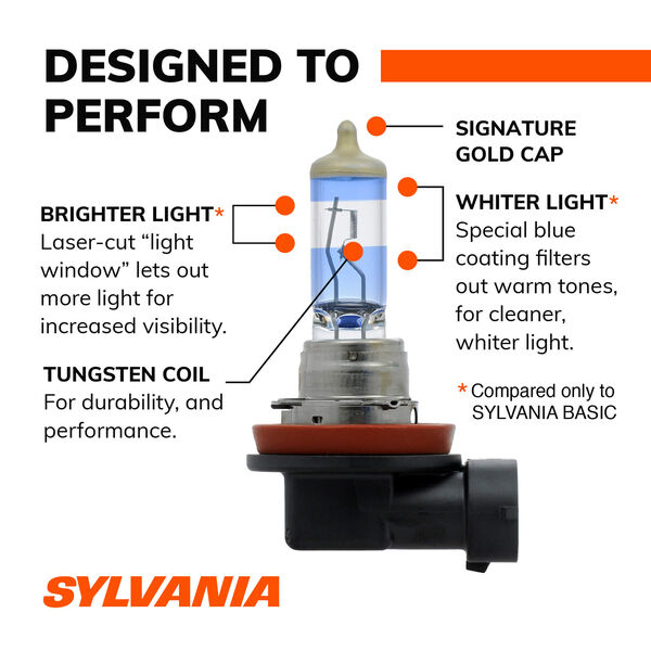 SYLVANIA H11 SilverStar ULTRA Halogen Headlight Bulb, 2 Pack