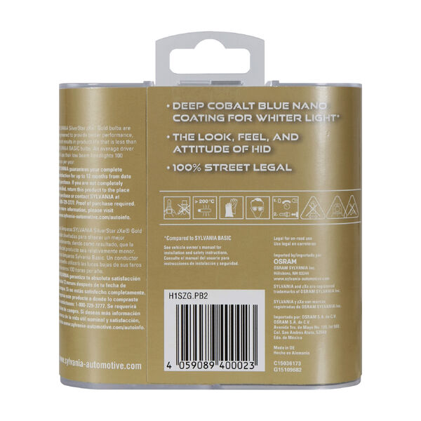 SYLVANIA H1 SilverStar zXe Gold Halogen Headlight Bulb, 2 Pack