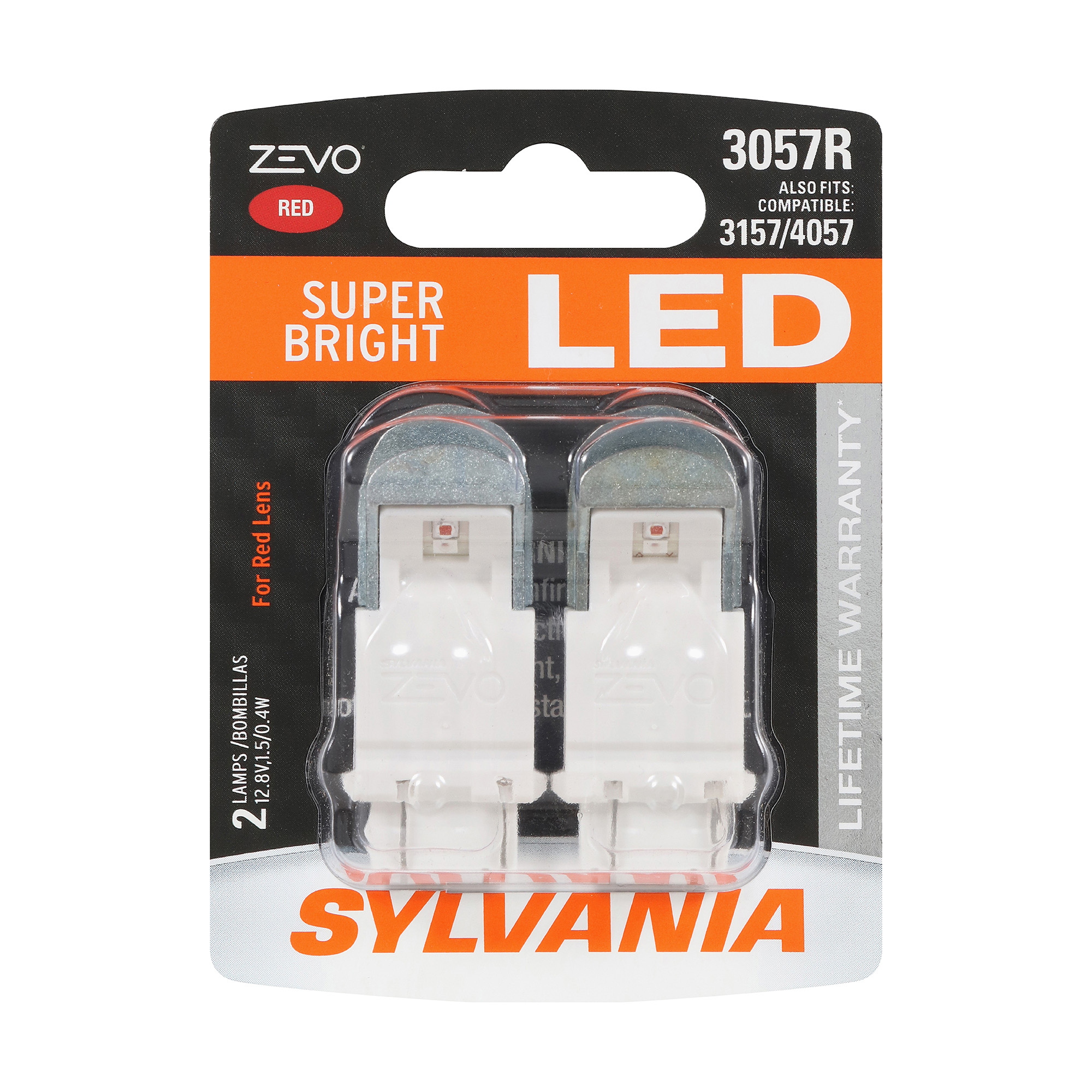 SYLVANIA 3057R RED ZEVO LED Mini, 2 Pack