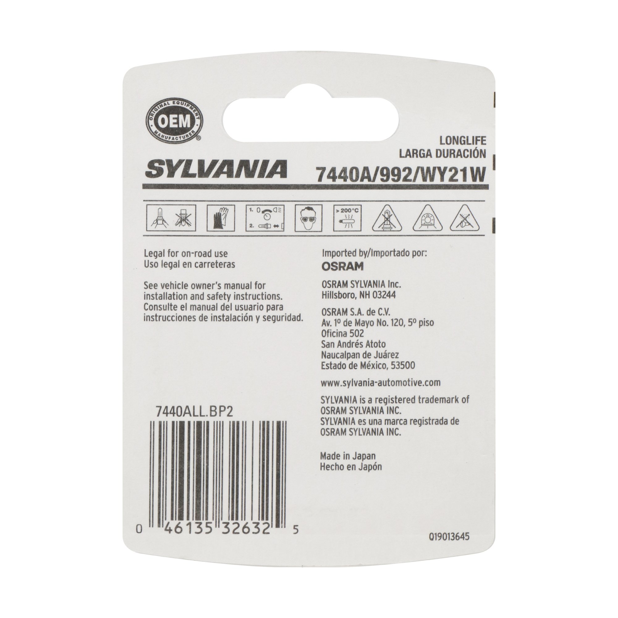 SYLVANIA 7440A Long Life Mini Bulb, 2 Pack