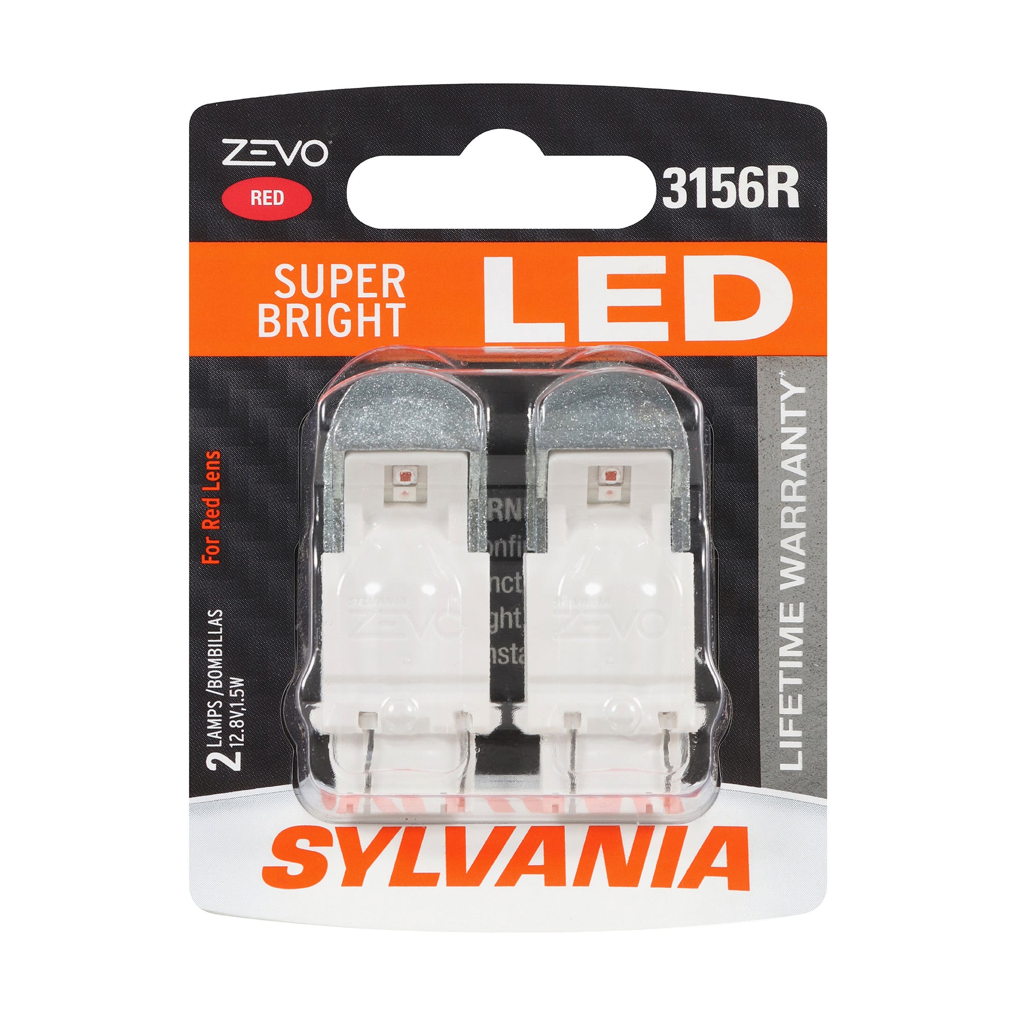 SYLVANIA 3156R RED ZEVO LED Mini, 2 Pack
