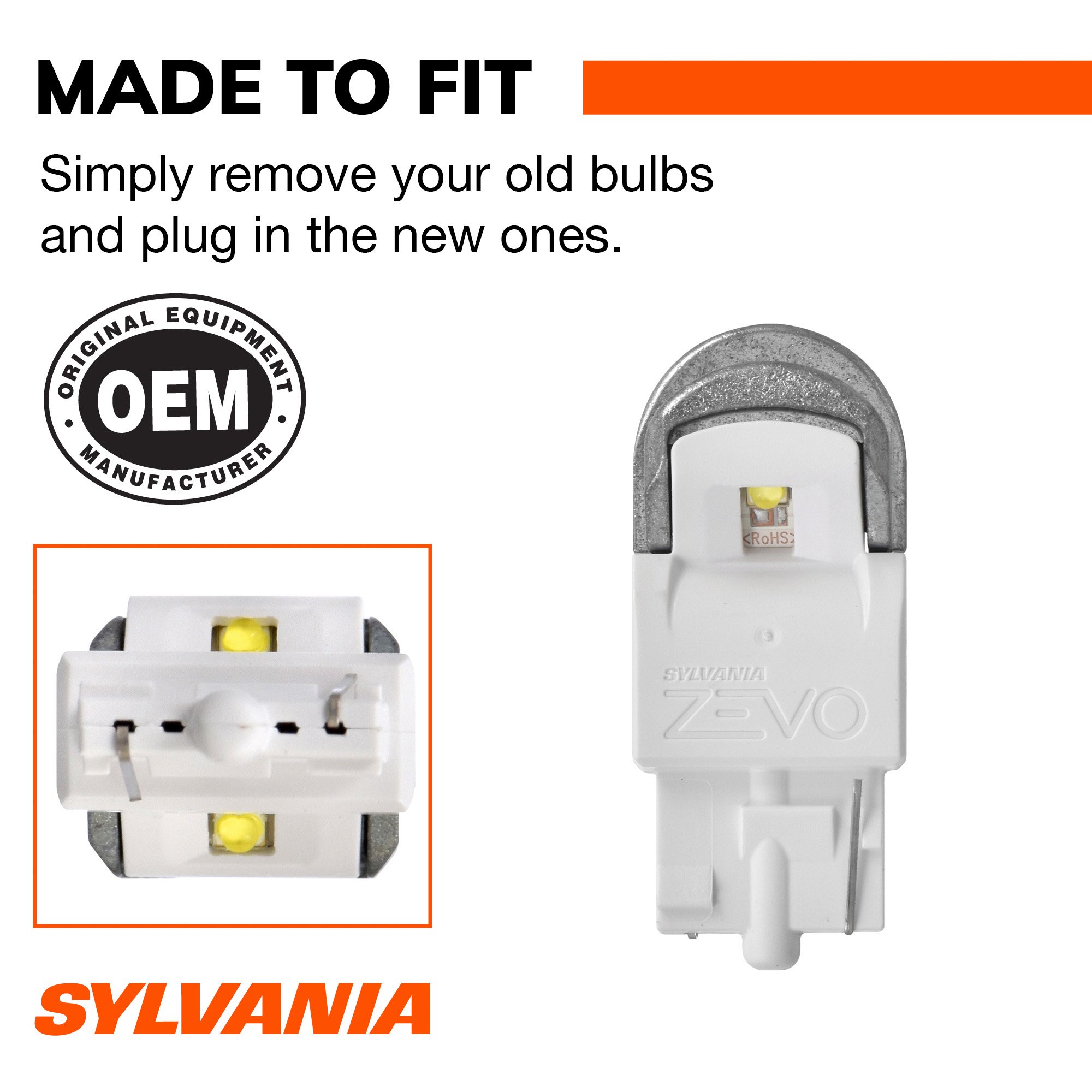 SYLVANIA 7440 WHITE ZEVO LED Mini, 2 Pack