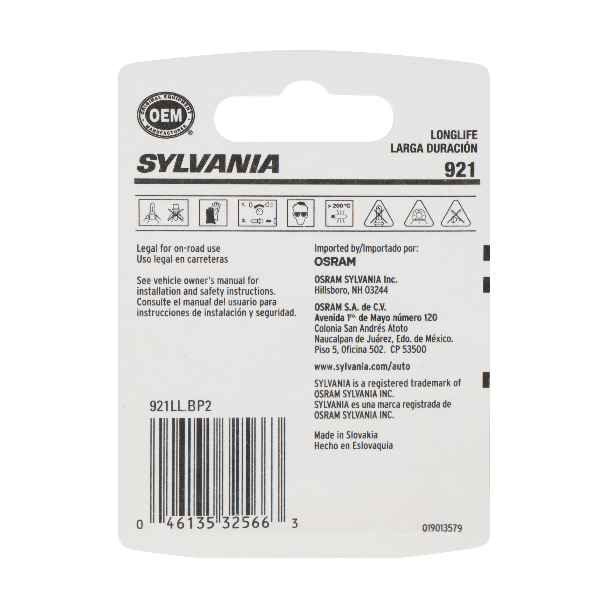 SYLVANIA 921 Long Life Mini Bulb, 2 Pack