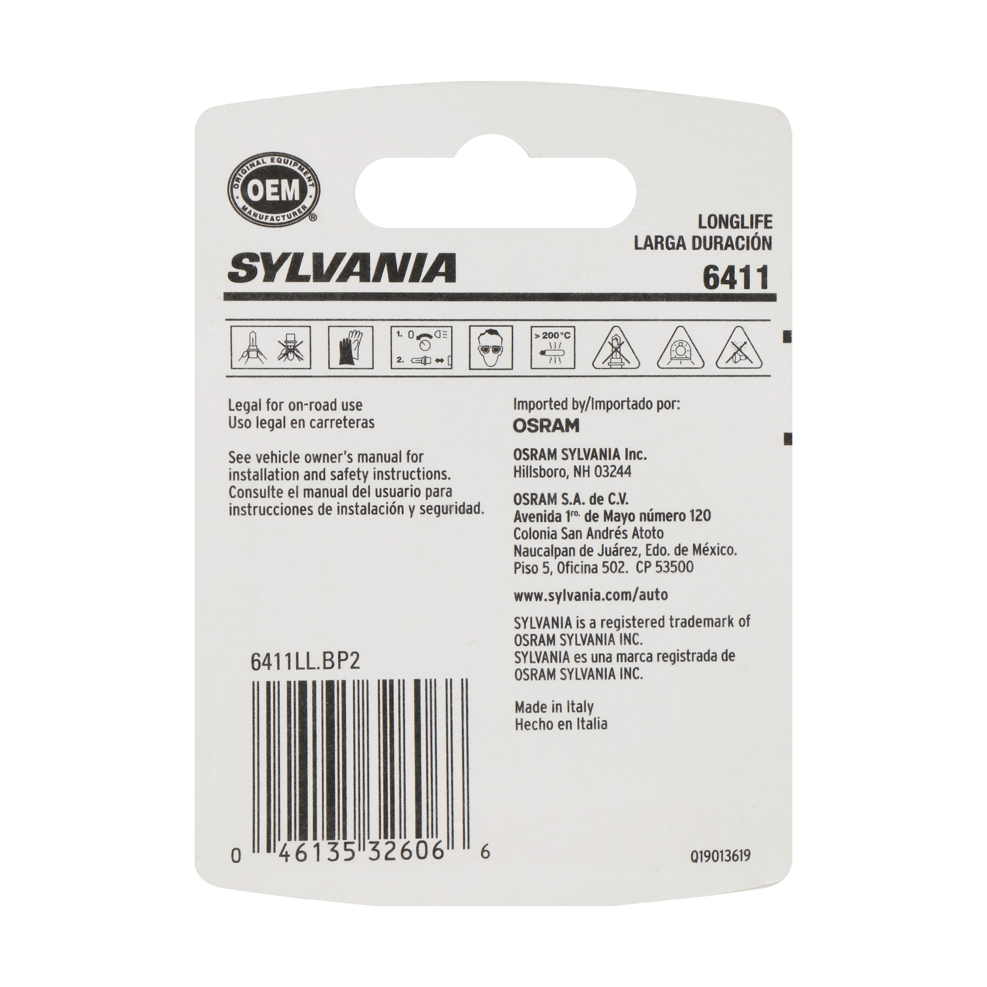 SYLVANIA 6411 Long Life Mini Bulb, 2 Pack