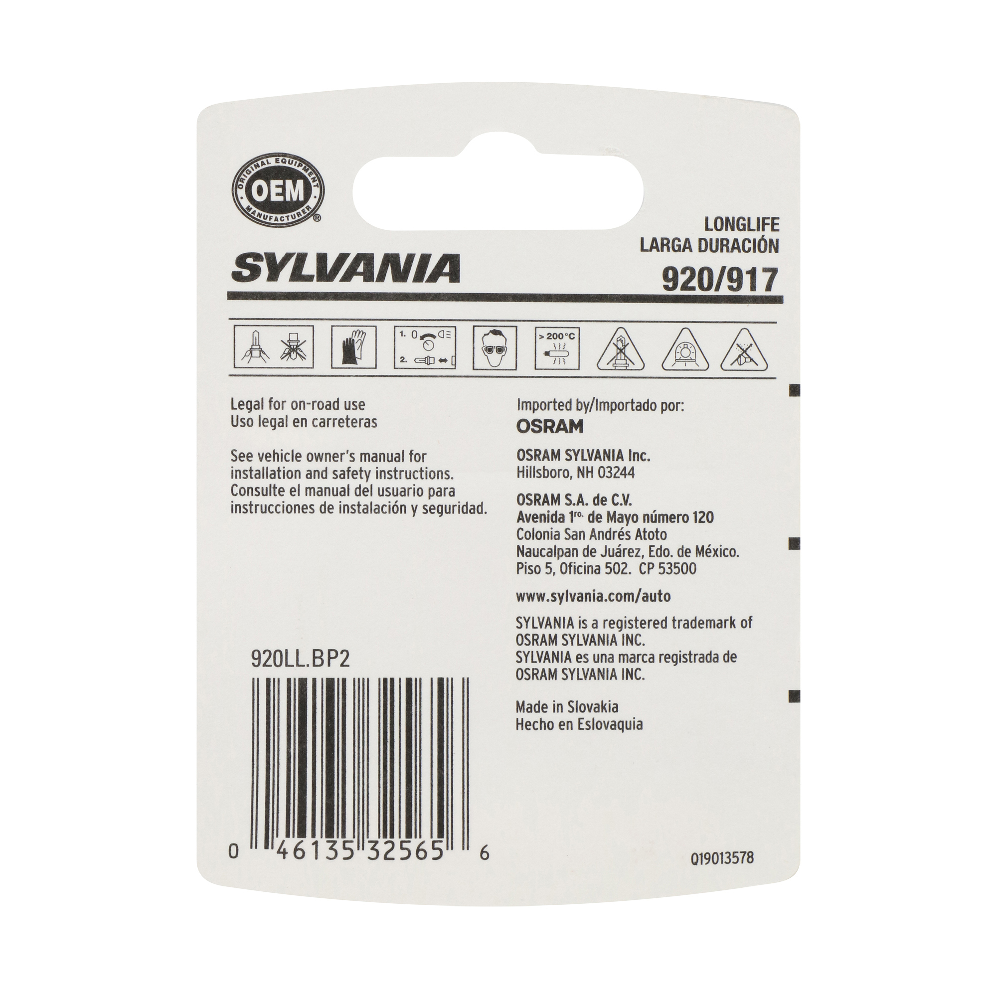 SYLVANIA 920 Long Life Mini Bulb, 2 Pack