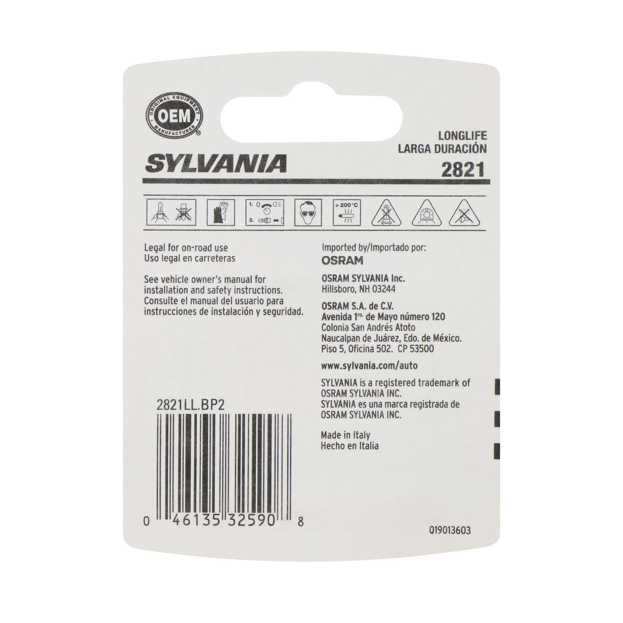 SYLVANIA 2821 Long Life Mini Bulb, 2 Pack