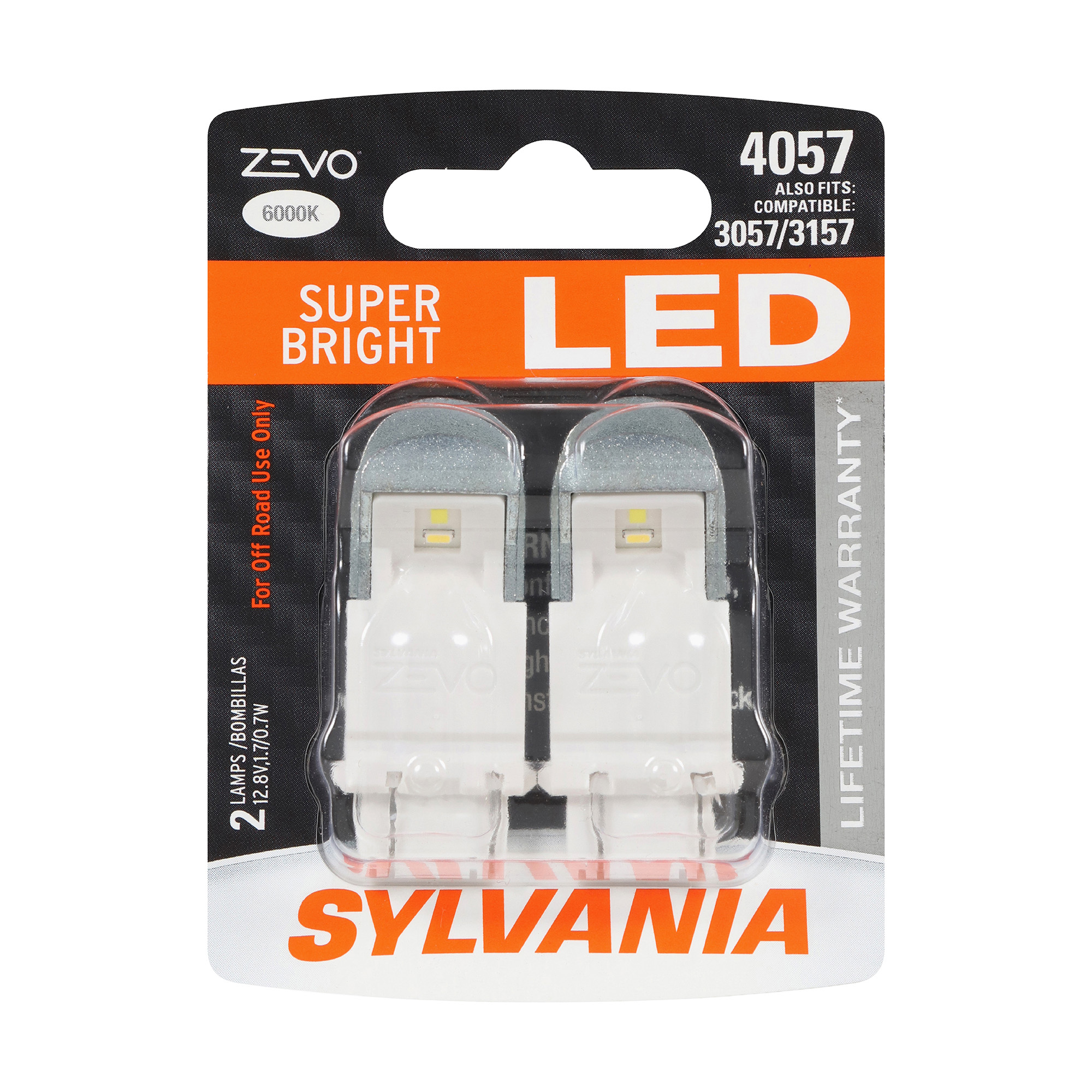 SYLVANIA 4057 WHITE ZEVO LED Mini, 2 Pack