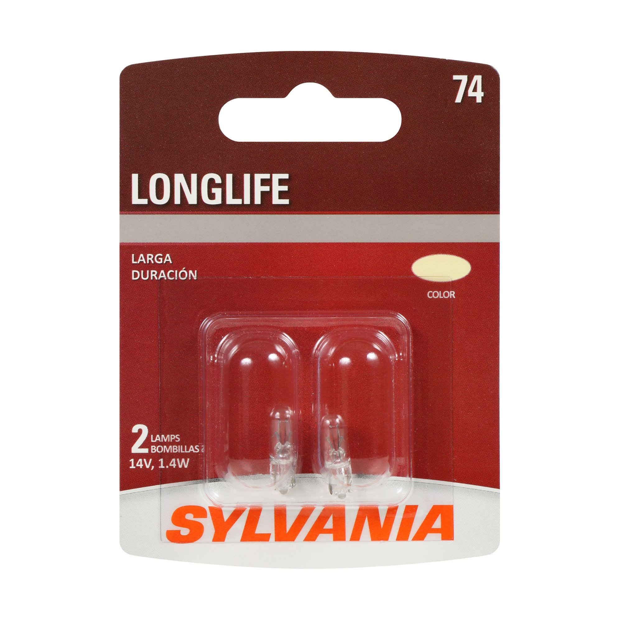 SYLVANIA 74 Long Life Mini Bulb, 2 Pack
