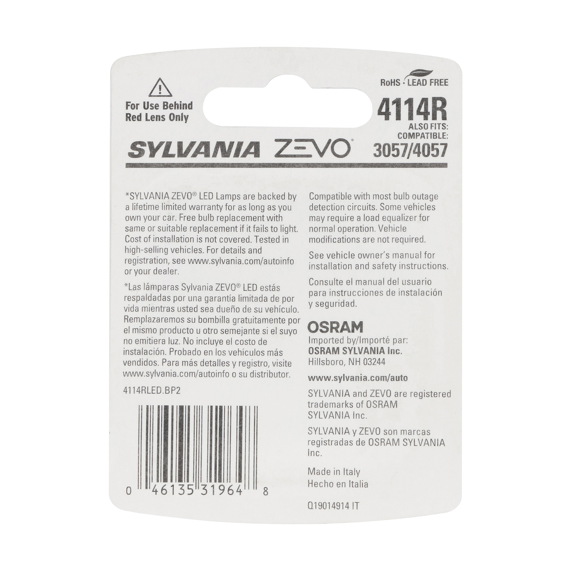 SYLVANIA 4114 RED ZEVO LED Mini Bulb, 2 Pack