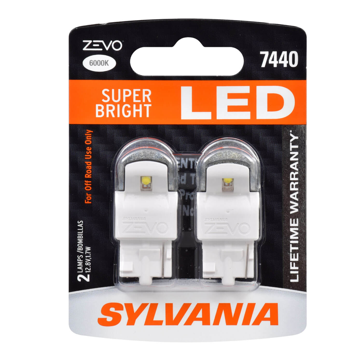 SYLVANIA 7440 WHITE ZEVO LED Mini, 2 Pack
