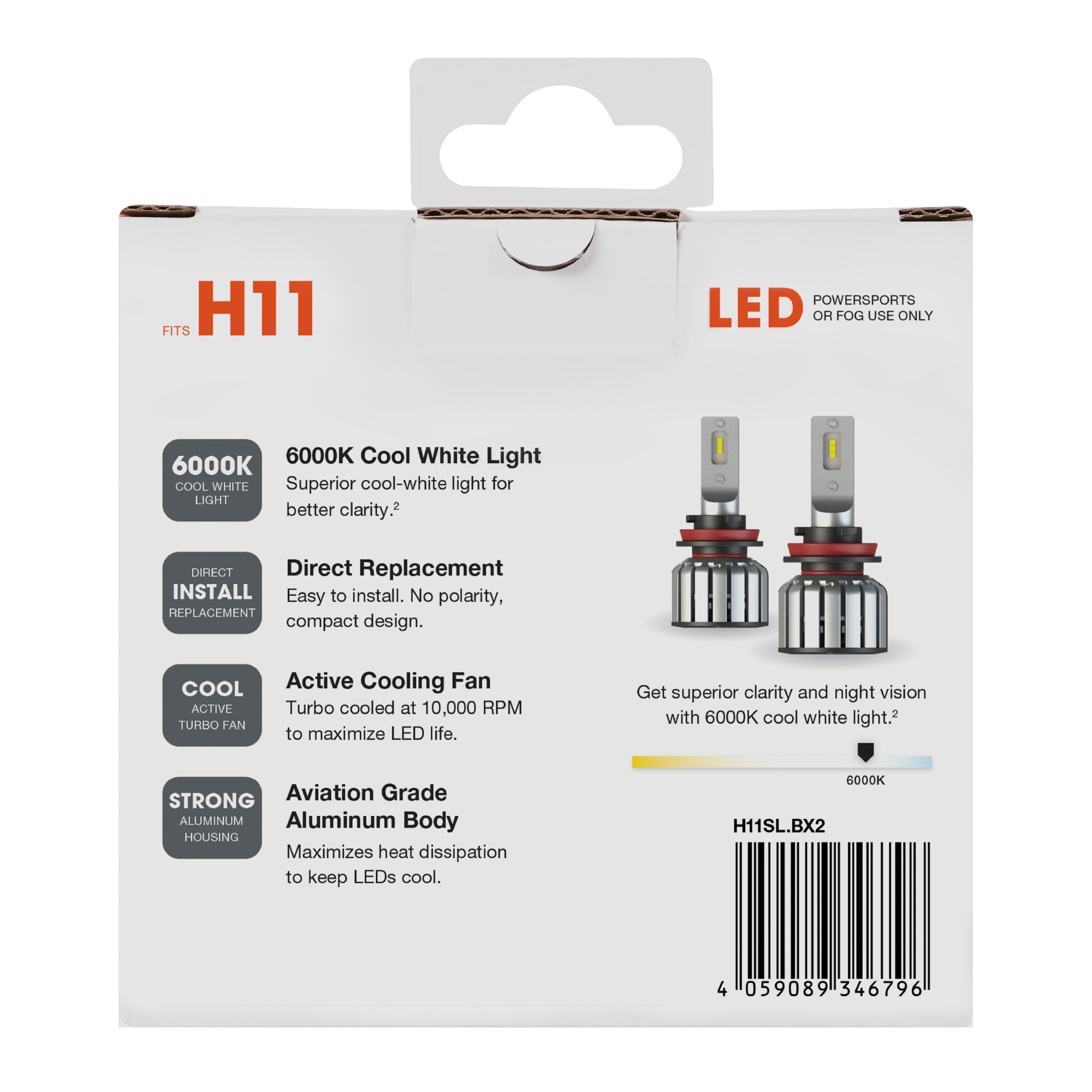 SYLVANIA H11 LED Fog & Powersports Bulb, 2 Pack