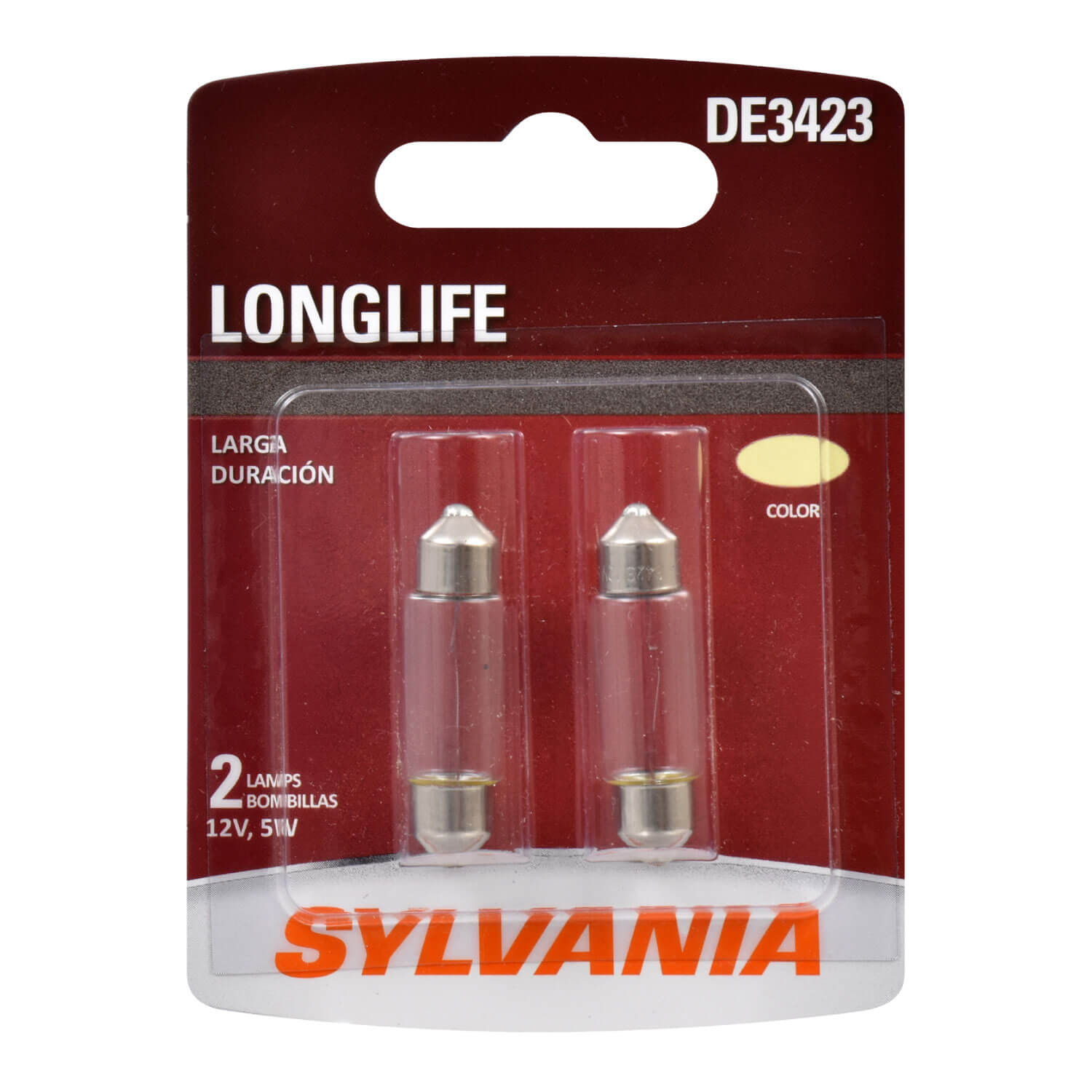 SYLVANIA DE3423 Long Life Mini Bulb, 2 Pack