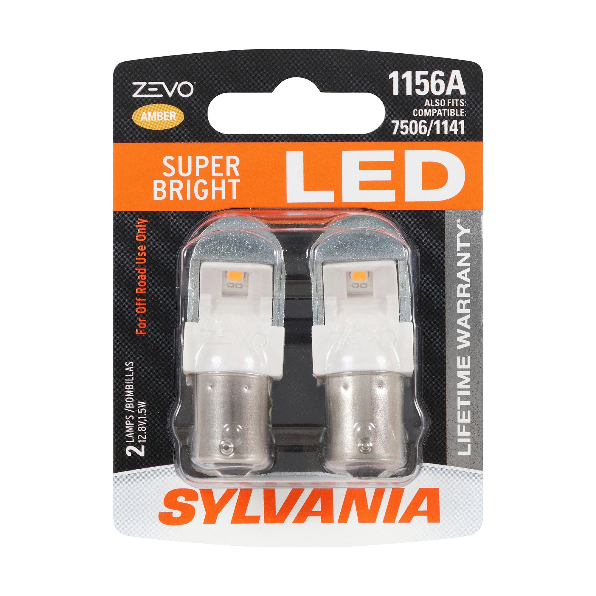 SYLVANIA 1156A AMBER ZEVO LED Mini, 2 Pack