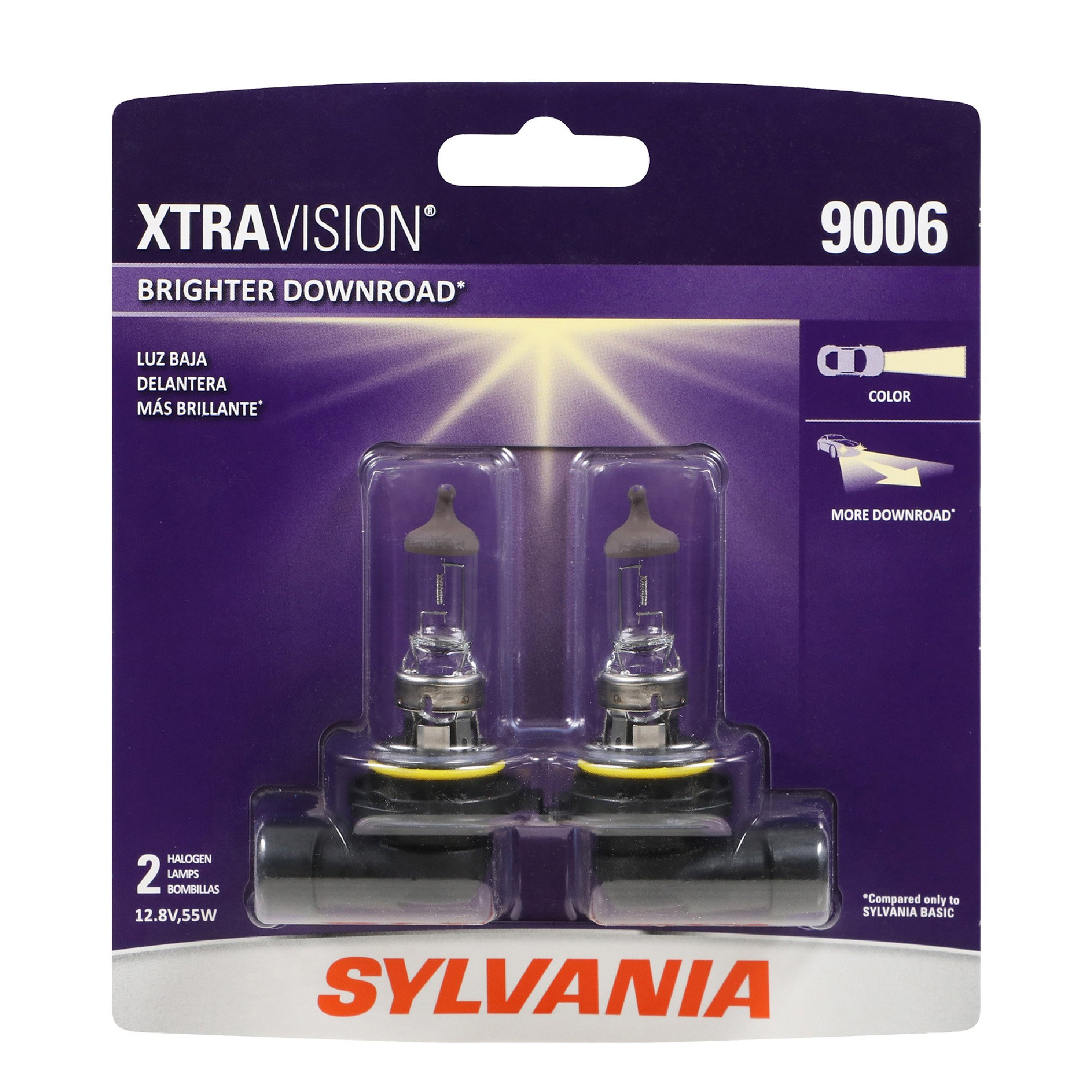 SYLVANIA 9006 XtraVision Halogen Headlight Bulb, 2 Pack