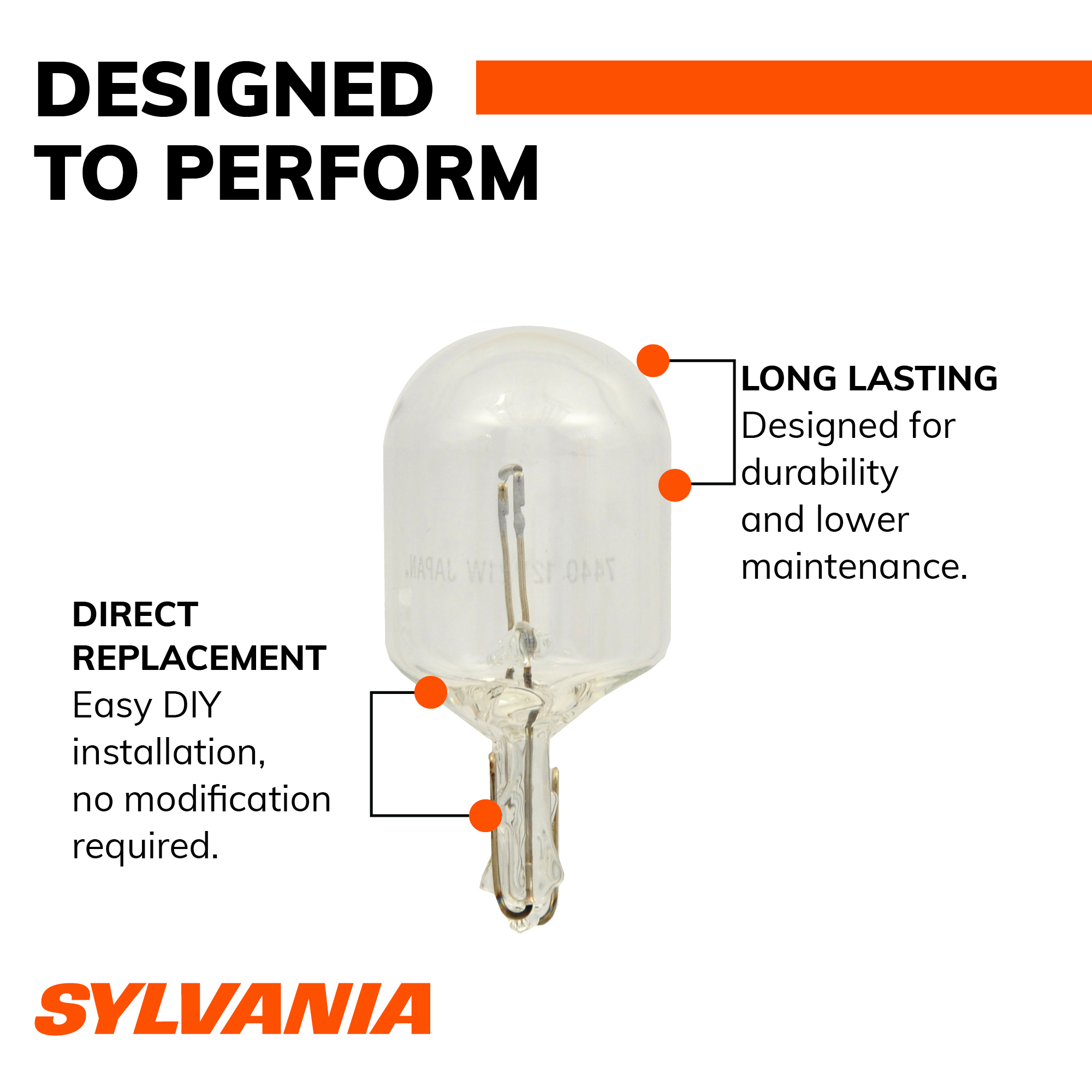 SYLVANIA 7440 Long Life Mini Bulb, 2 Pack
