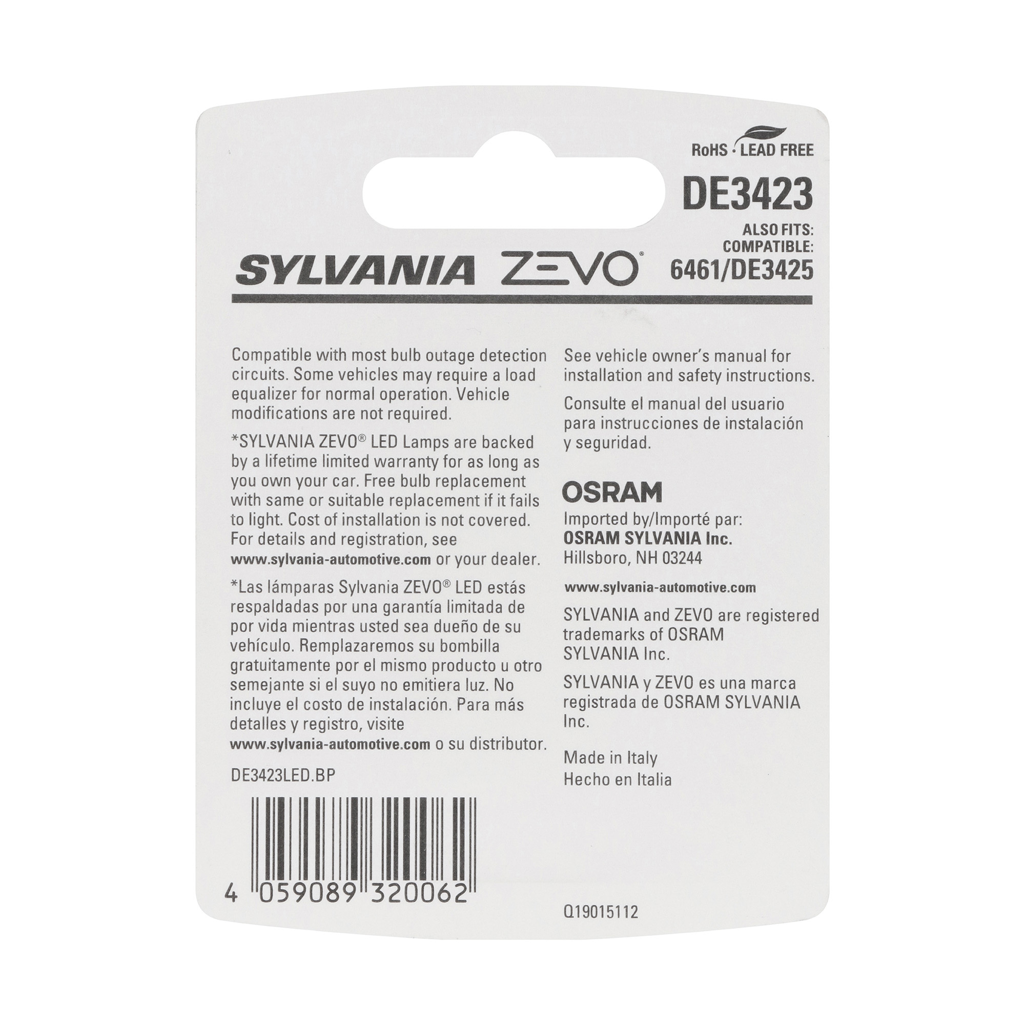 SYLVANIA DE3423 WHITE ZEVO LED Mini Bulb, 1 Pack