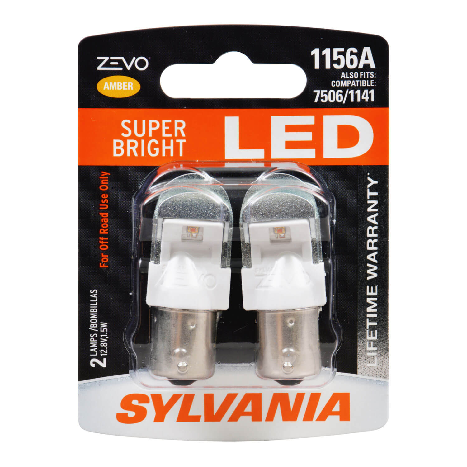 SYLVANIA 1156A AMBER ZEVO LED Mini, 2 Pack