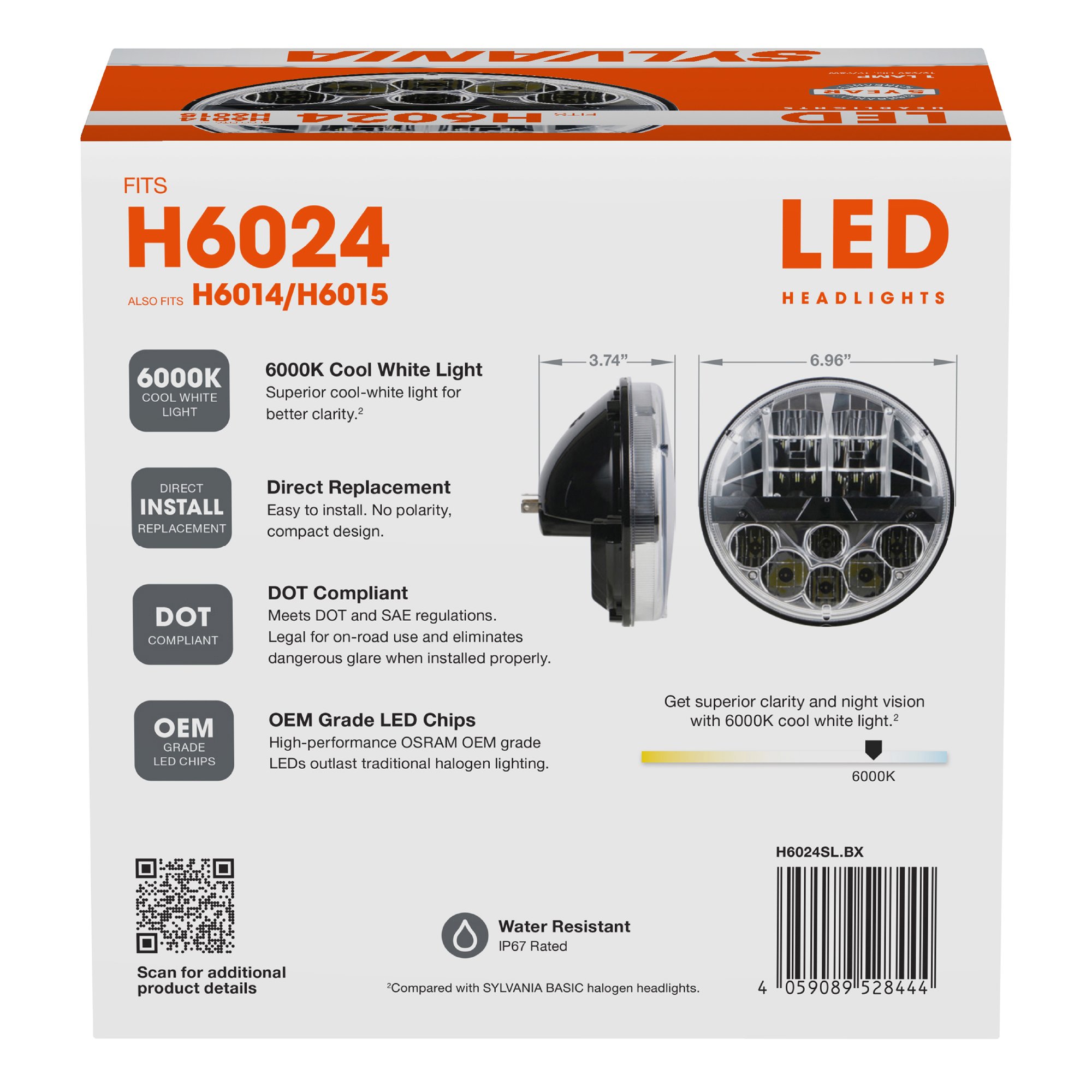 SYLVANIA H6024 LED Sealed Beam Headlight, 1 Pack