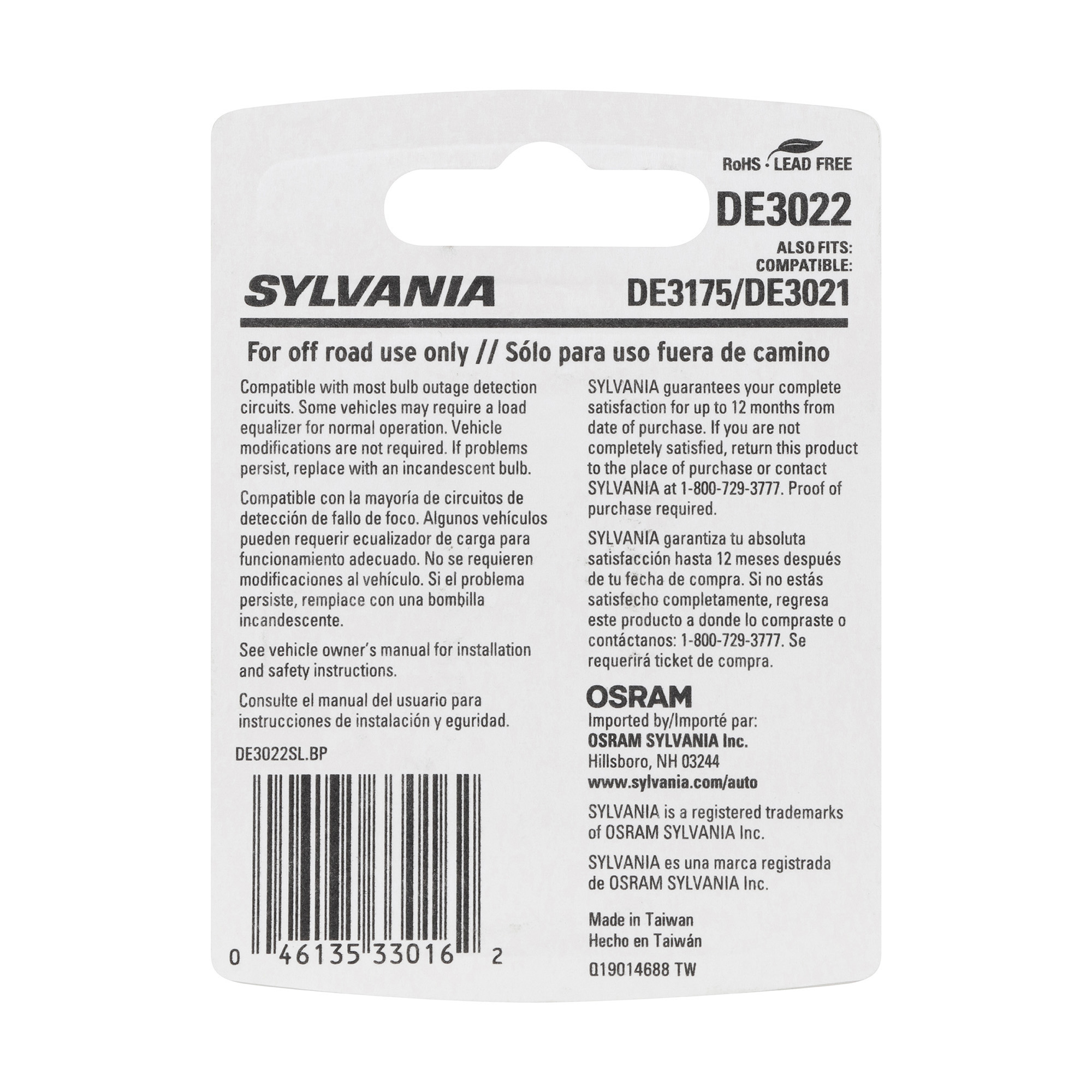 SYLVANIA DE3022 WHITE SYL LED Mini Bulb, 1 Pack