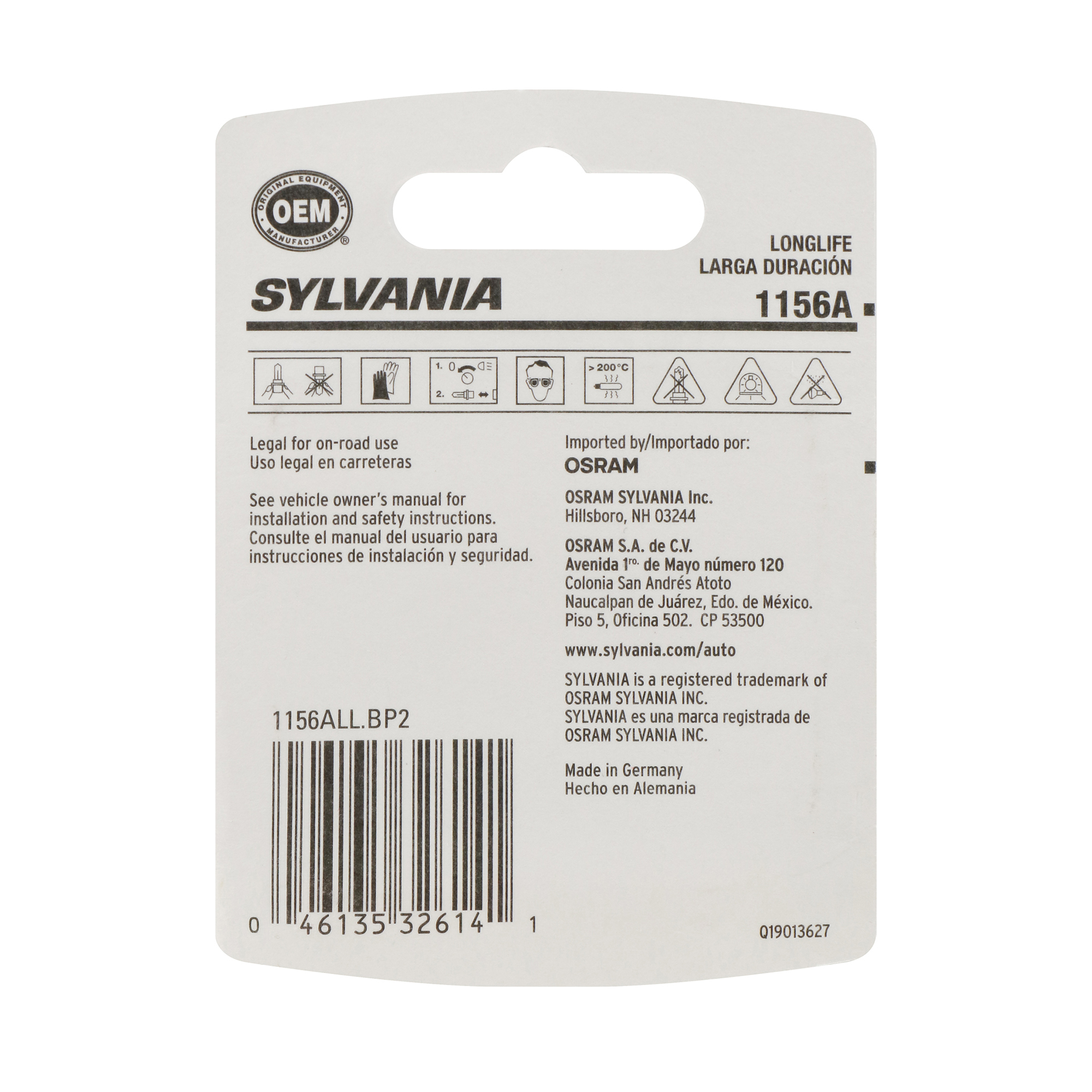 SYLVANIA 1156A Long Life Mini Bulb, 2 Pack