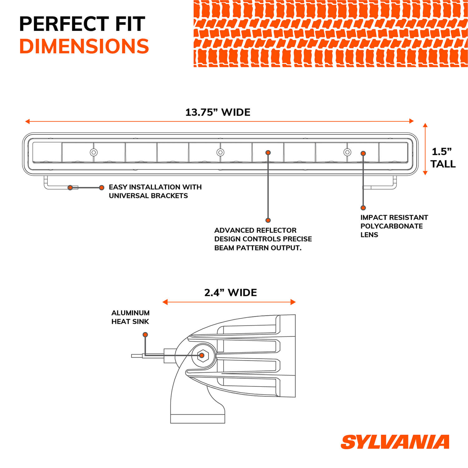 SYLVANIA Slim 12 Inch LED Light Bar - Combo