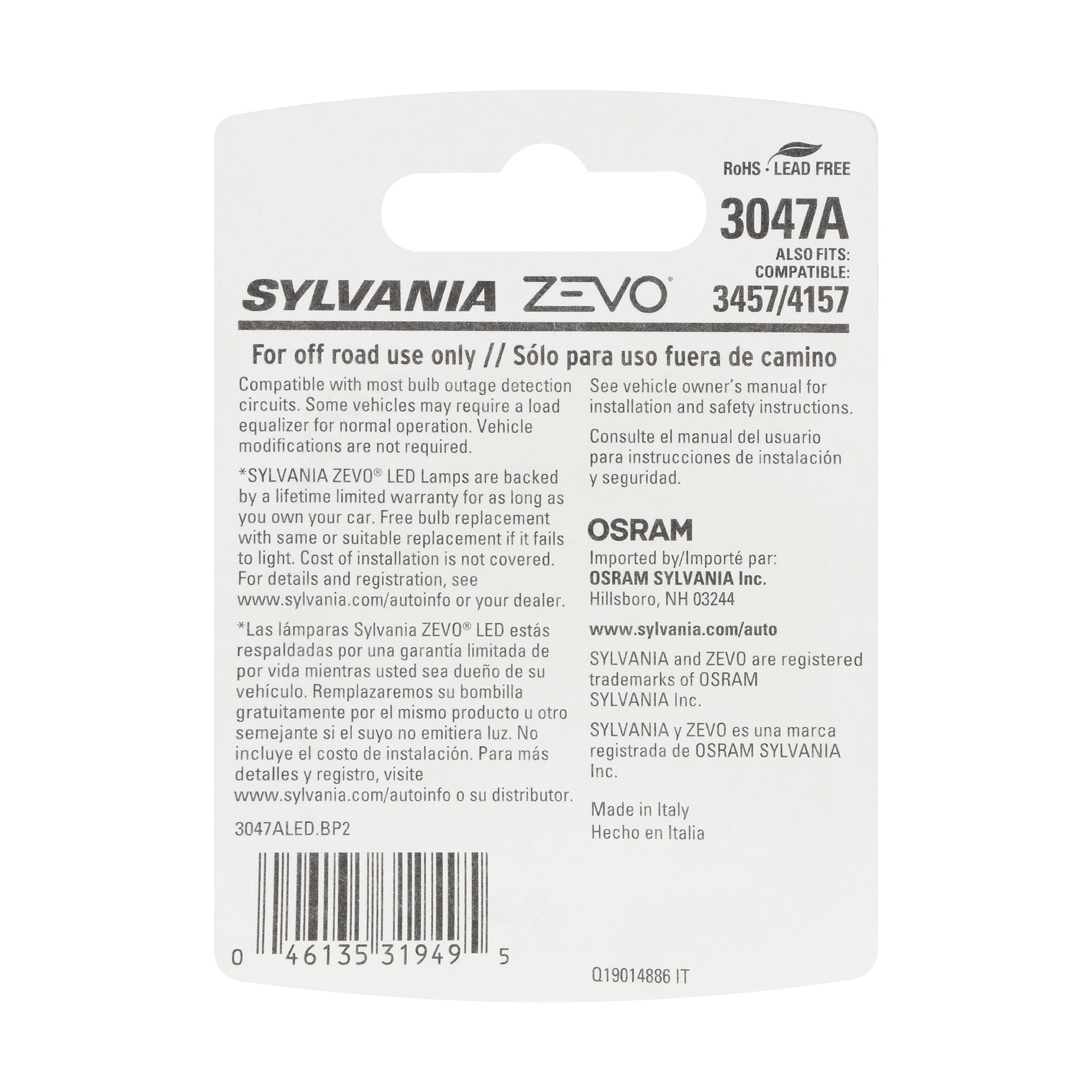 SYLVANIA 3047A AMBER ZEVO LED Mini Bulb, 2 Pack
