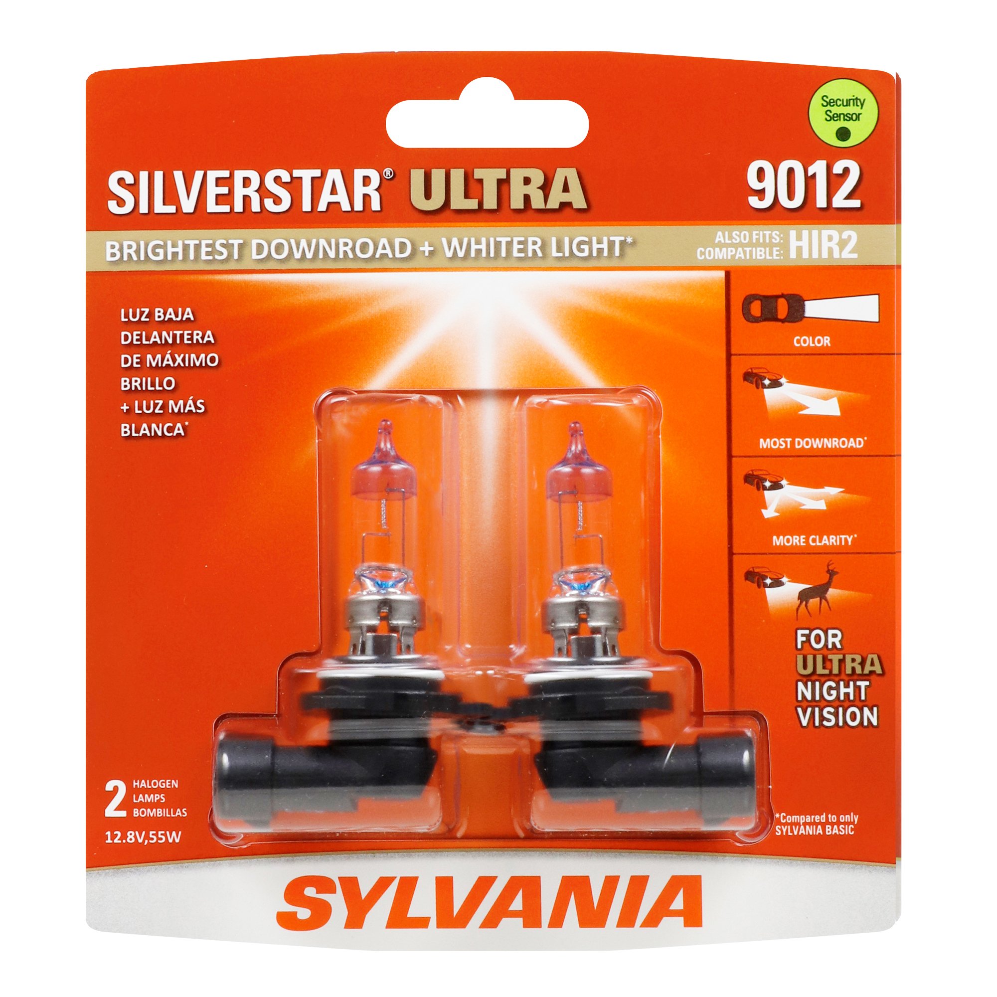 SYLVANIA 9012 SilverStar ULTRA Halogen Headlight Bulb, 2 Pack