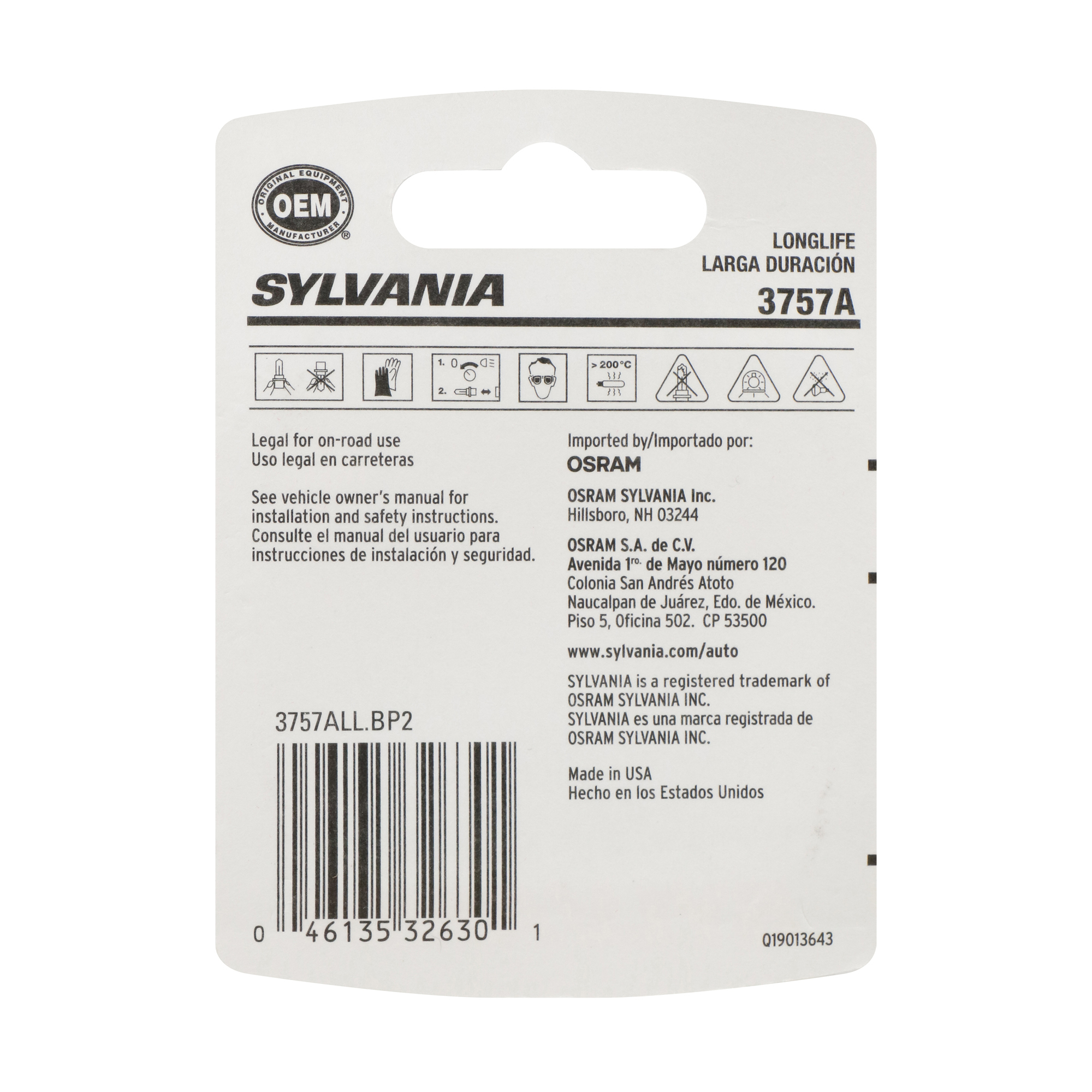 SYLVANIA 3757A Long Life Mini Bulb, 2 Pack