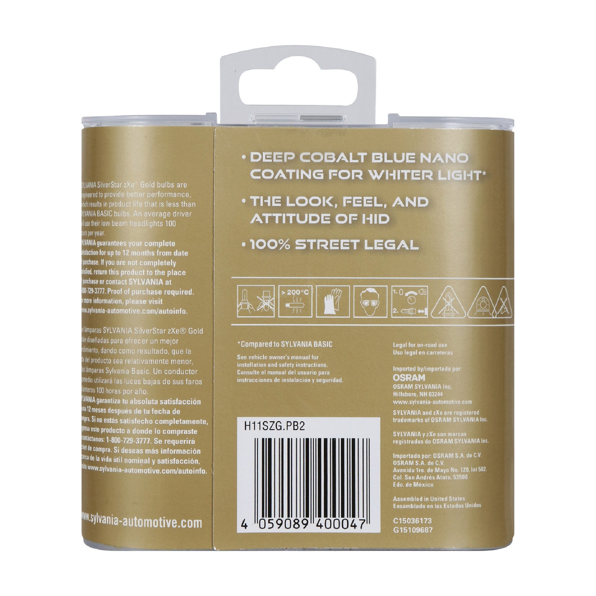 SYLVANIA H11 SilverStar zXe Gold Halogen Headlight Bulb, 2 Pack