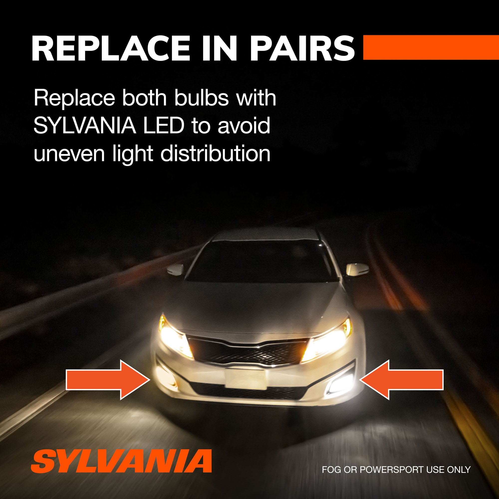 SYLVANIA 9003 LED Powersports & Fog Bulb, 2 Pack