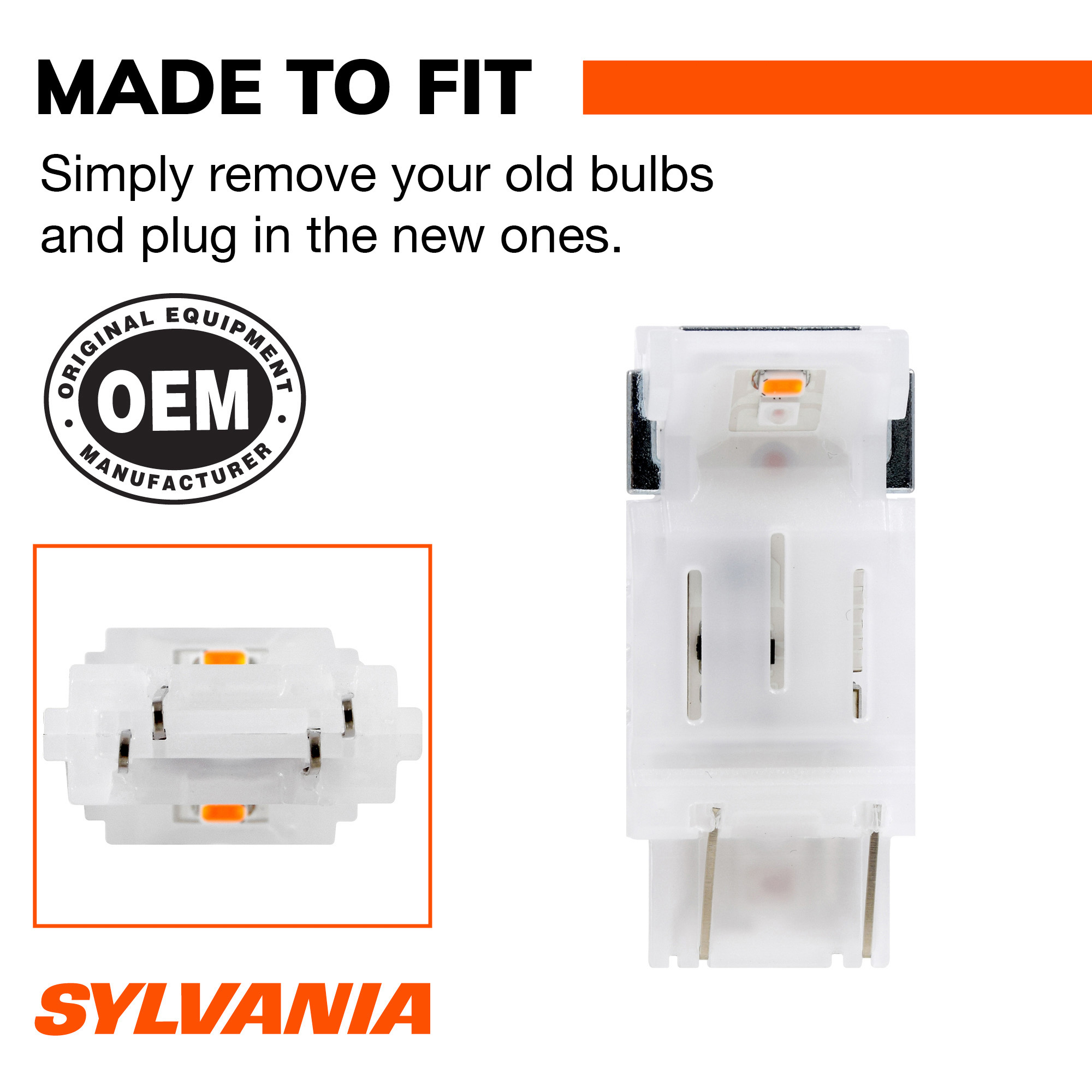 SYLVANIA 3157A AMBER SYL LED Mini Bulb Mini Bulb, 2 Pack