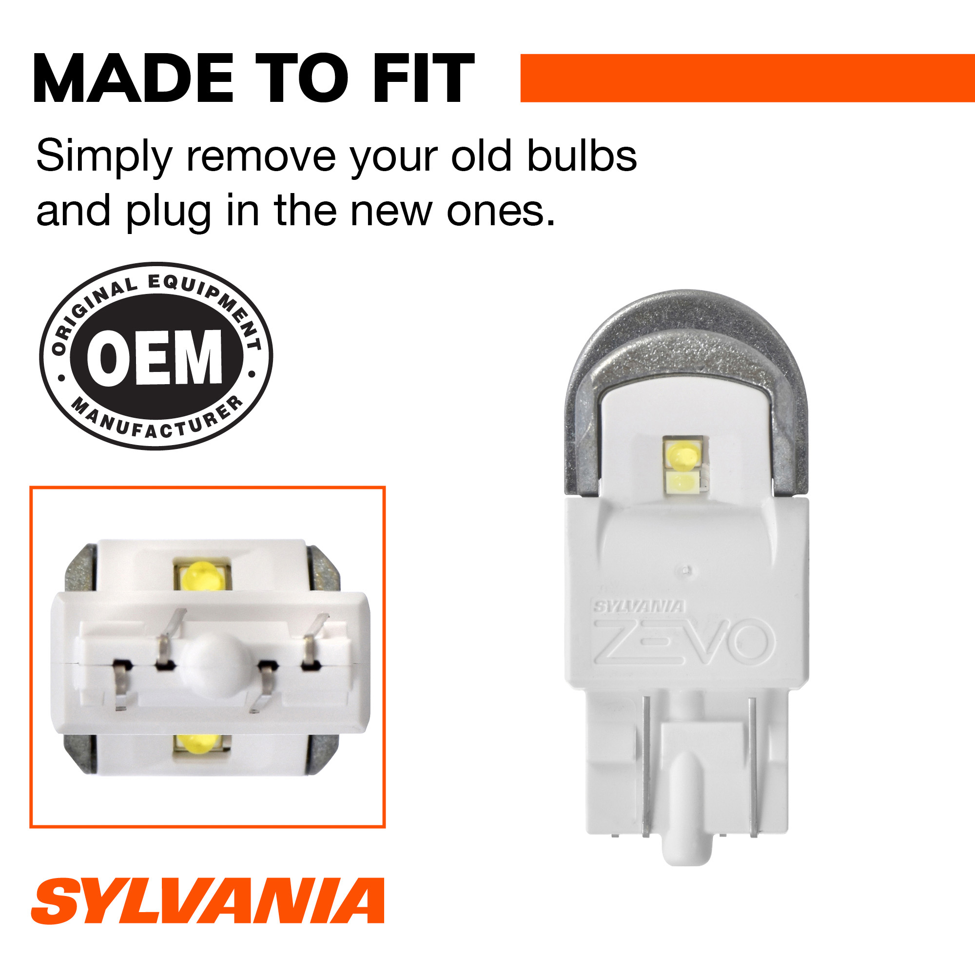 SYLVANIA 7443 WHITE ZEVO LED Mini, 2 Pack