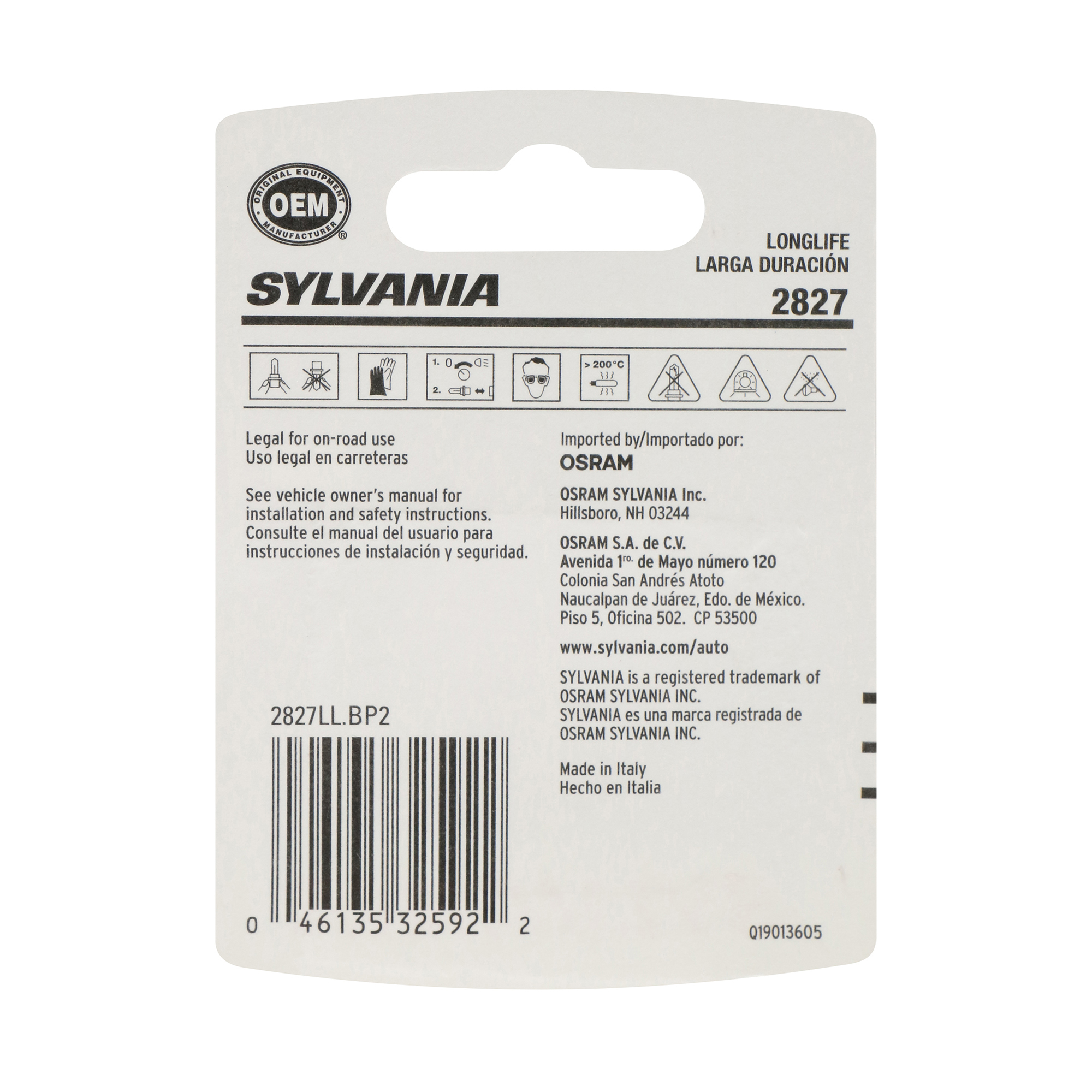 SYLVANIA 2827 Long Life Mini Bulb, 2 Pack