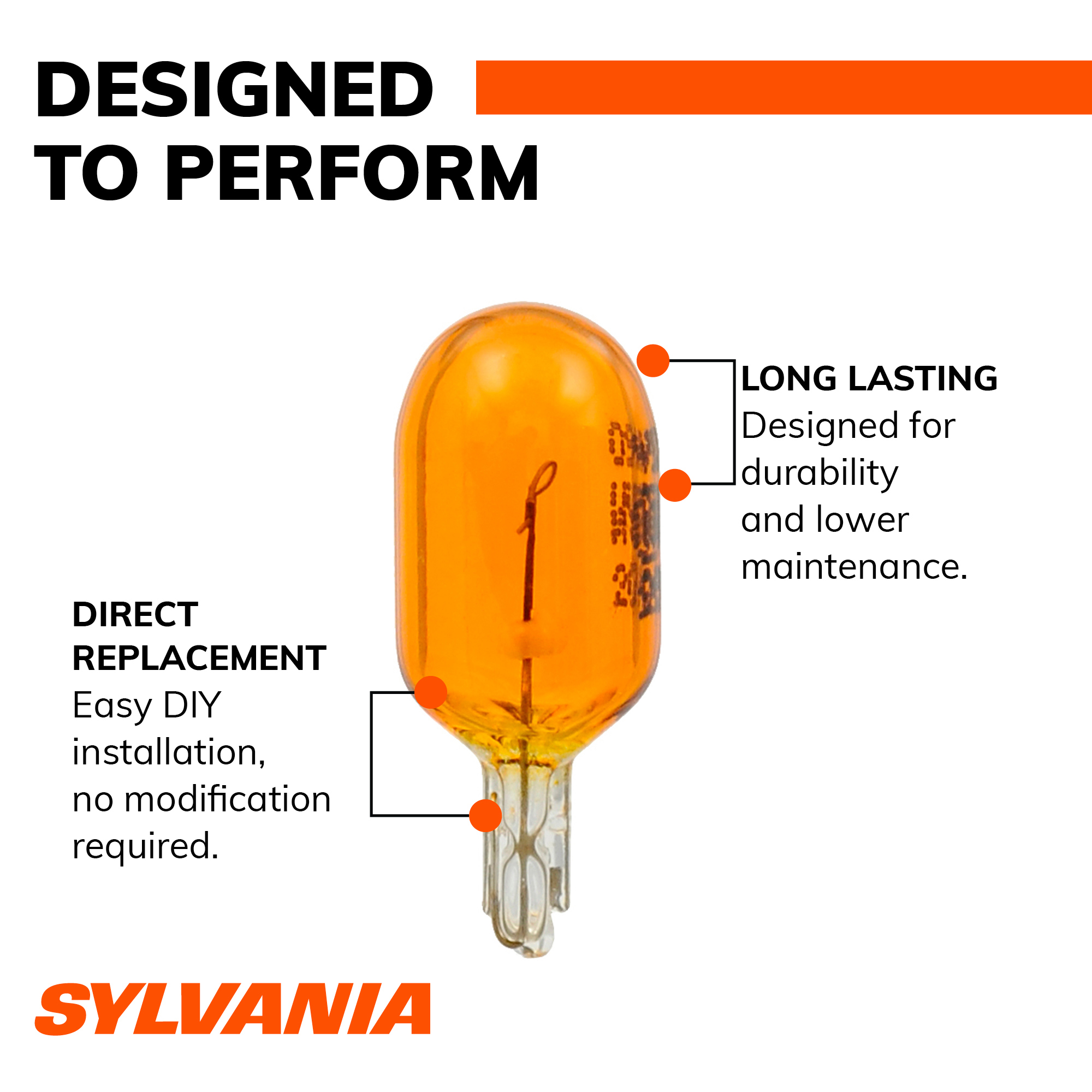 SYLVANIA 2827 Long Life Mini Bulb, 2 Pack