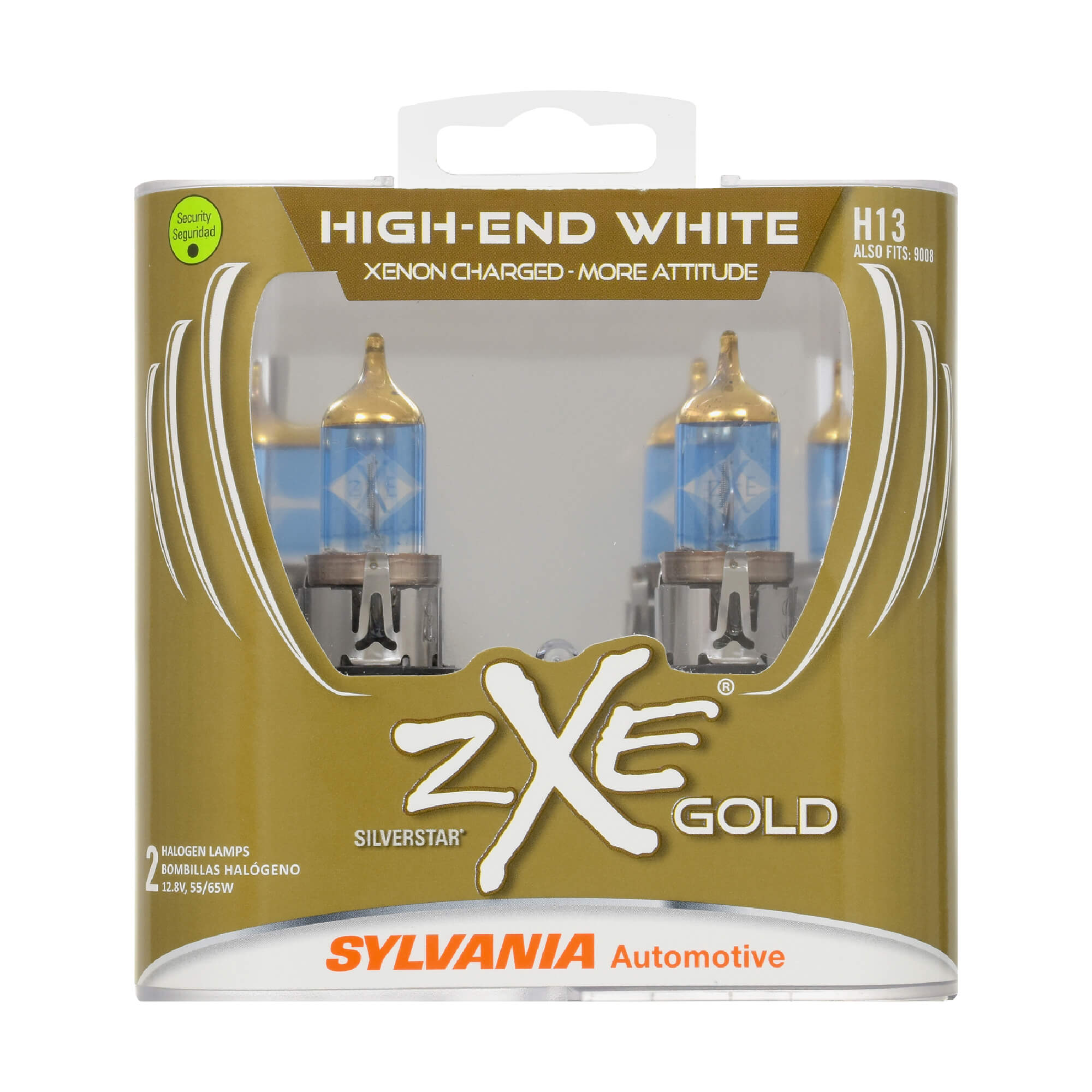 SYLVANIA H13 SilverStar zXe Gold Halogen Headlight Bulb, 2 Pack
