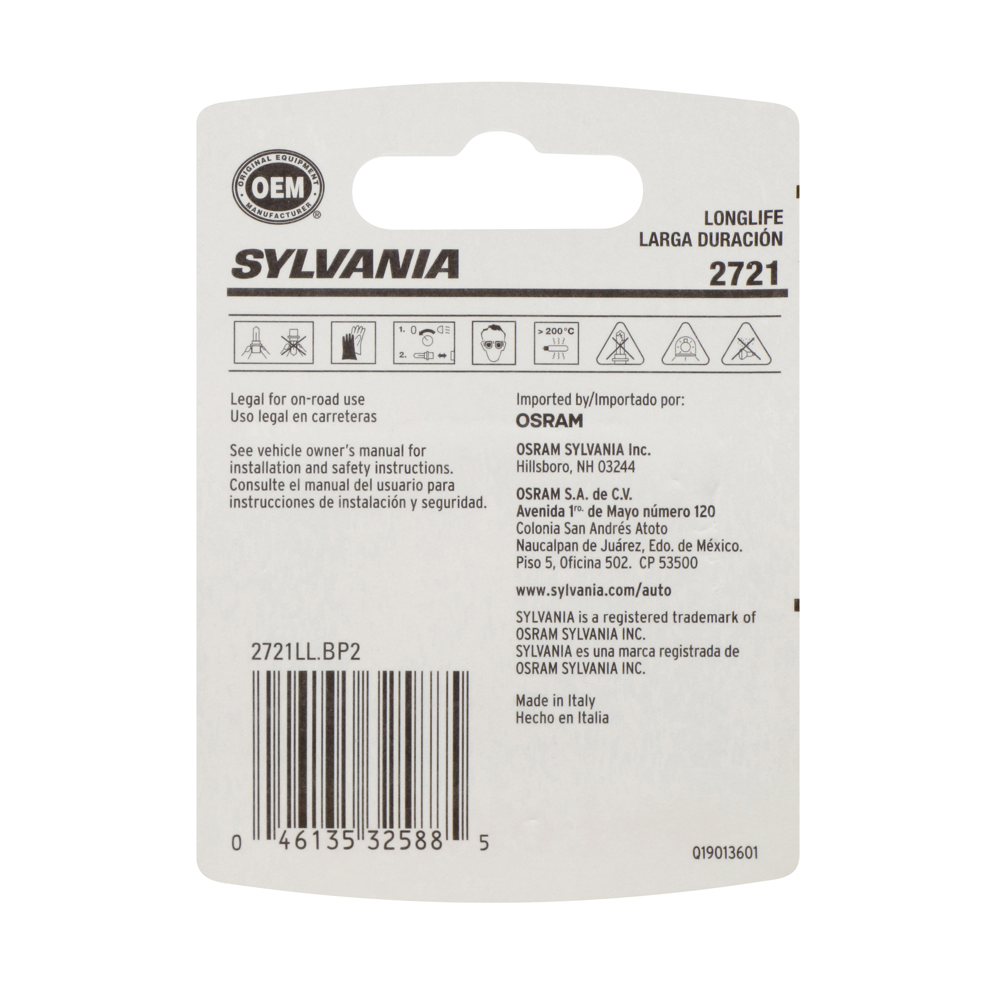 SYLVANIA 2721 Long Life Mini Bulb, 2 Pack