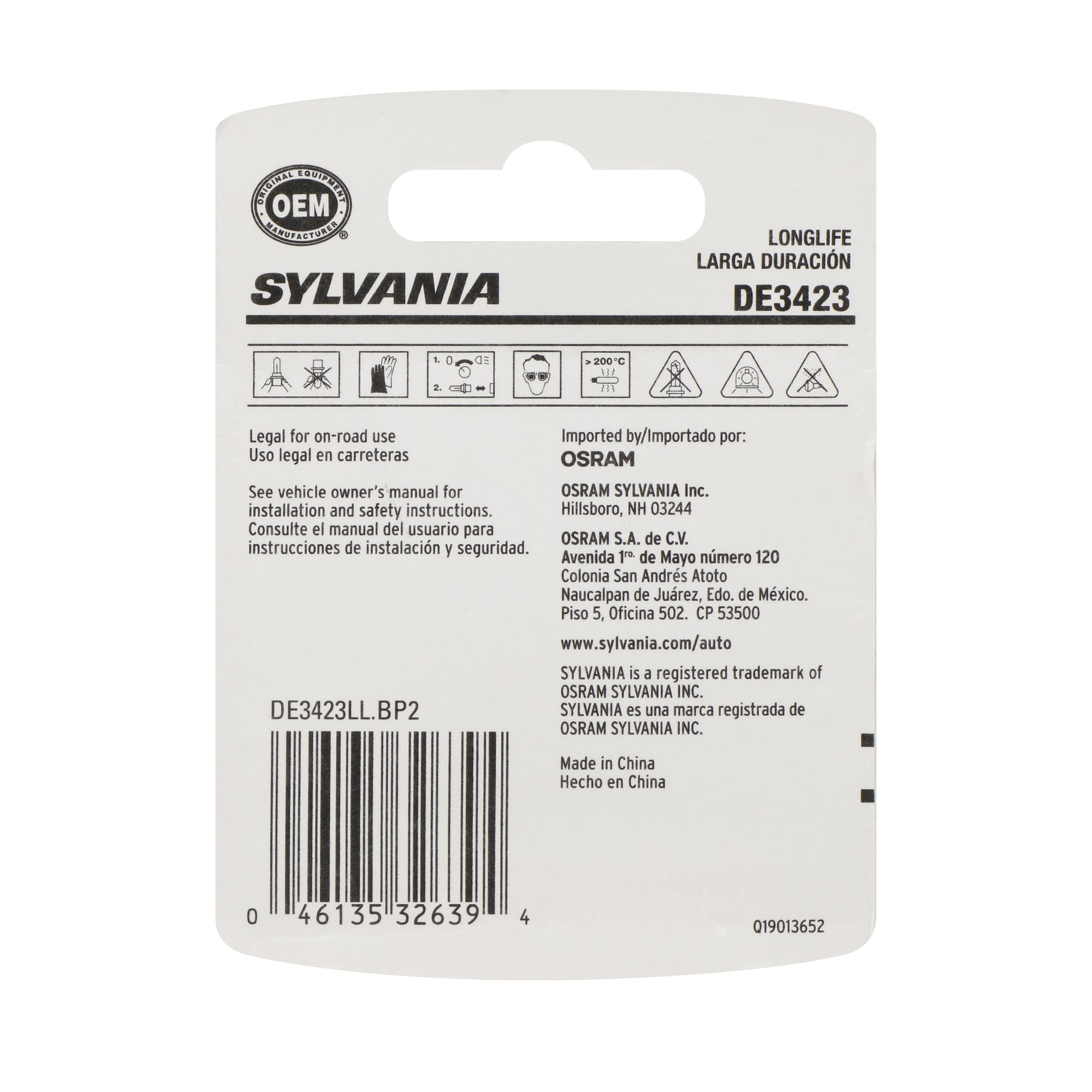 SYLVANIA DE3423 Long Life Mini Bulb, 2 Pack
