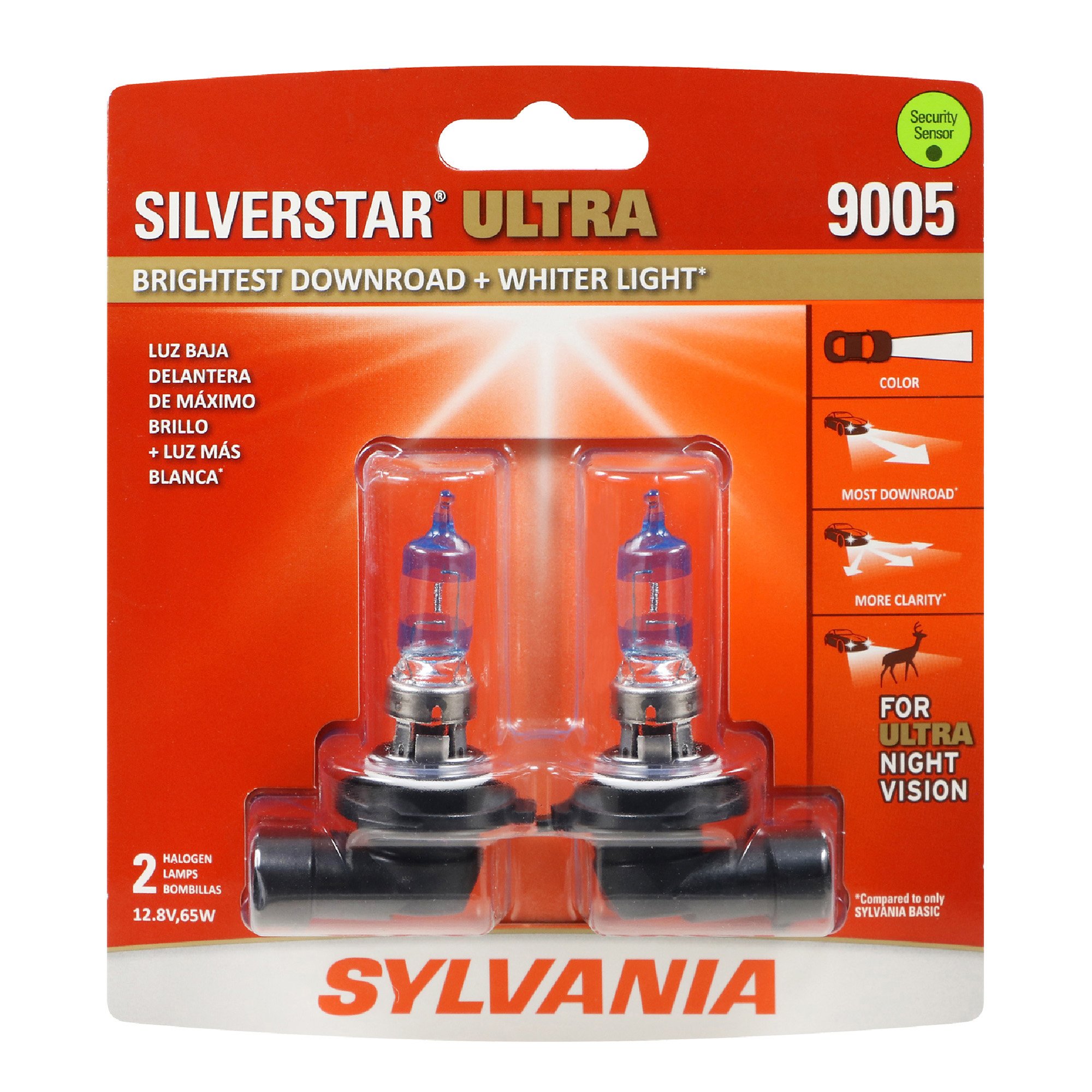 SYLVANIA 9005 SilverStar ULTRA Halogen Headlight Bulb, 2 Pack