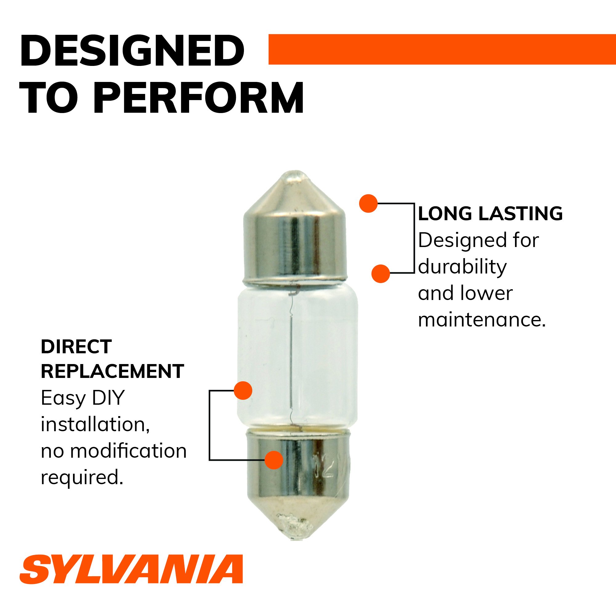 SYLVANIA DE3175 Long Life Mini Bulb, 2 Pack