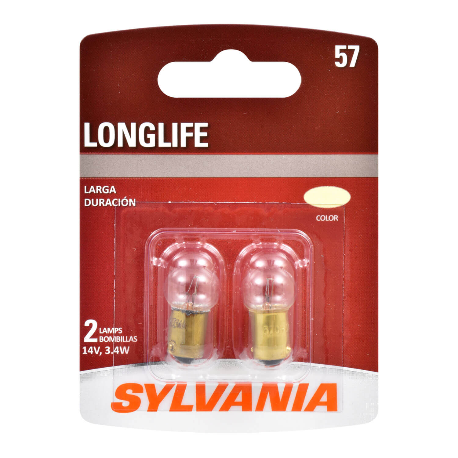 SYLVANIA 57 Long Life Mini Bulb, 2 Pack