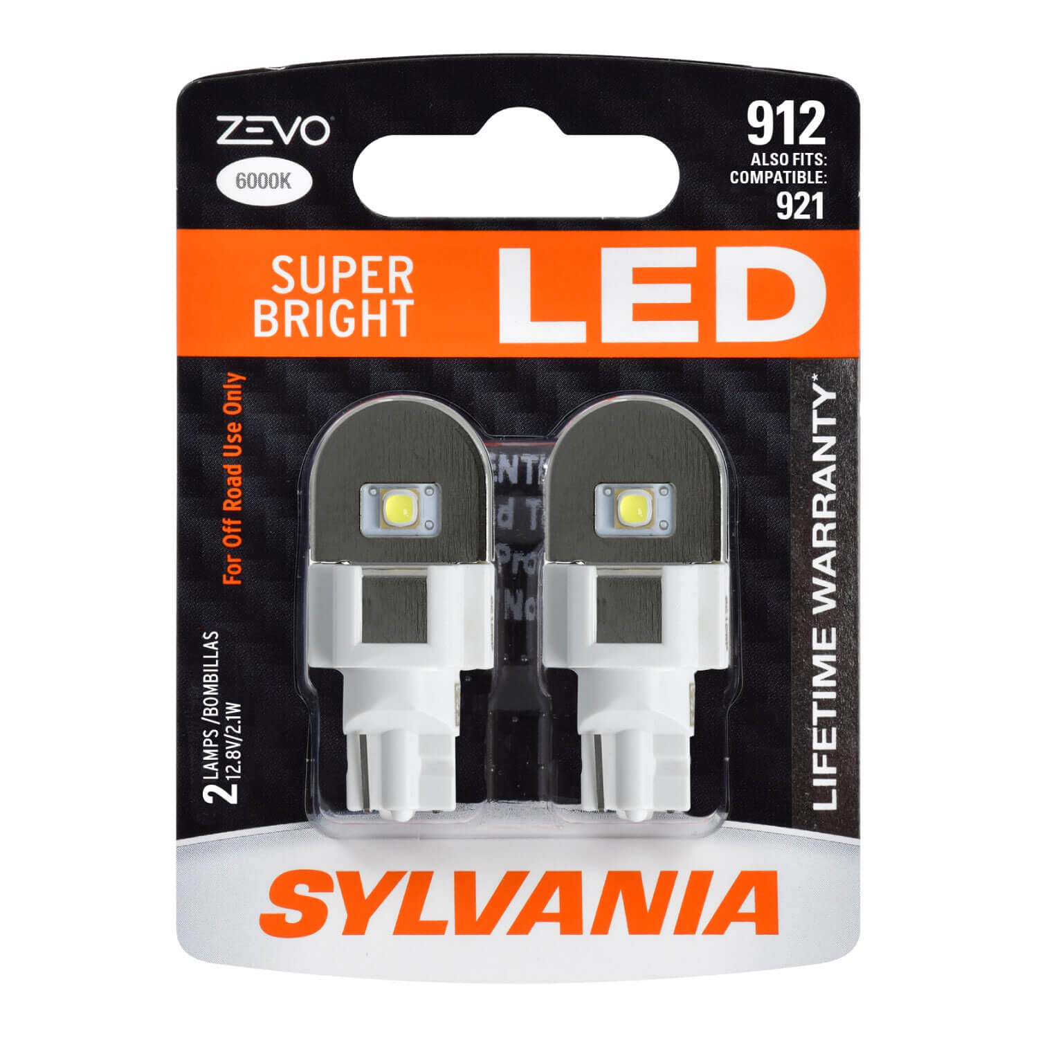 SYLVANIA 912 WHITE ZEVO LED Mini Bulb, 2 Pack