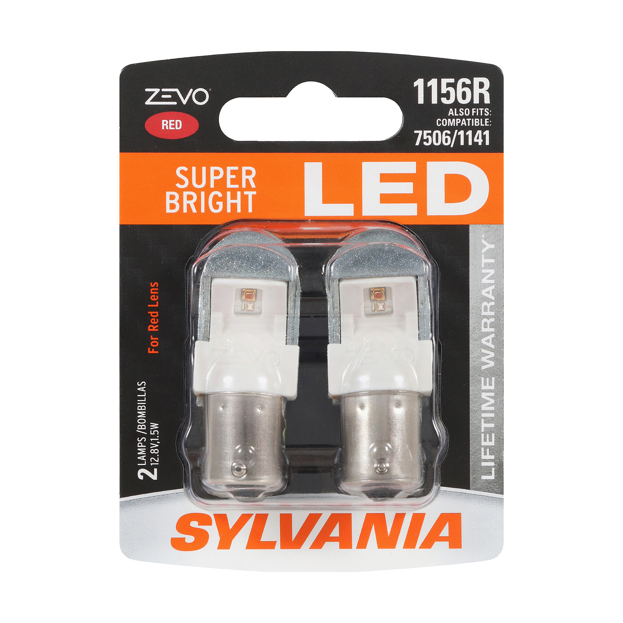 SYLVANIA 1156R RED ZEVO LED Mini, 2 Pack