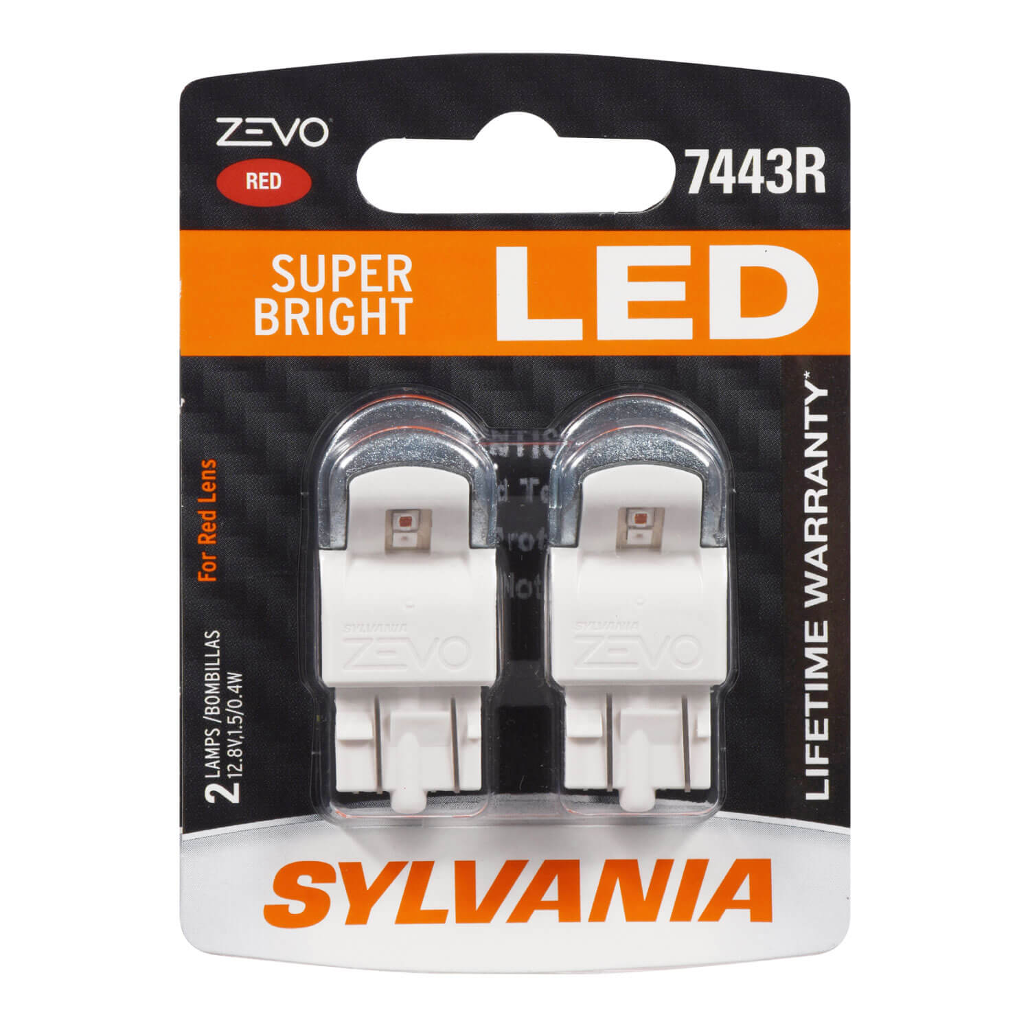 SYLVANIA 7443R RED ZEVO LED Mini, 2 Pack