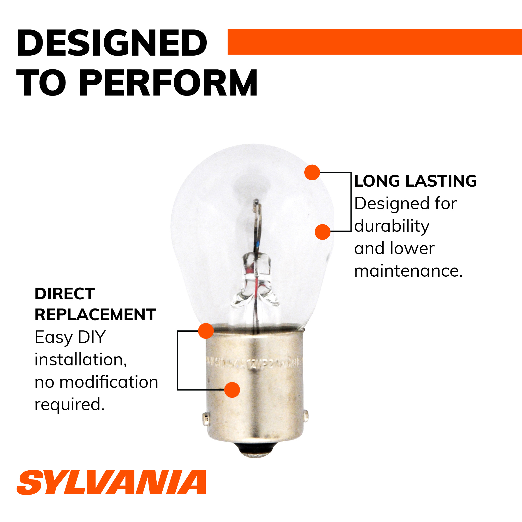 SYLVANIA 1156 Long Life Mini Bulb, 2 Pack
