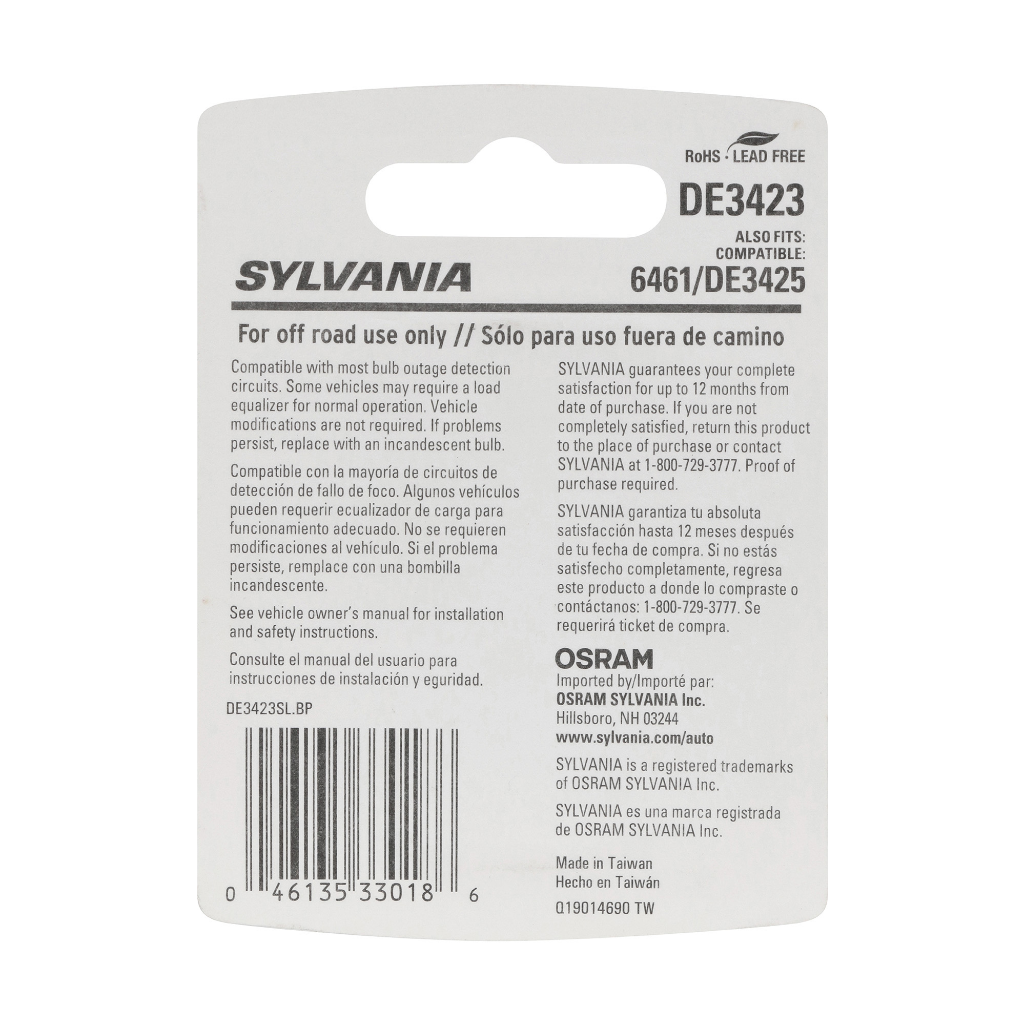 SYLVANIA DE3423 WHITE LED Mini Bulb, 1 Pack
