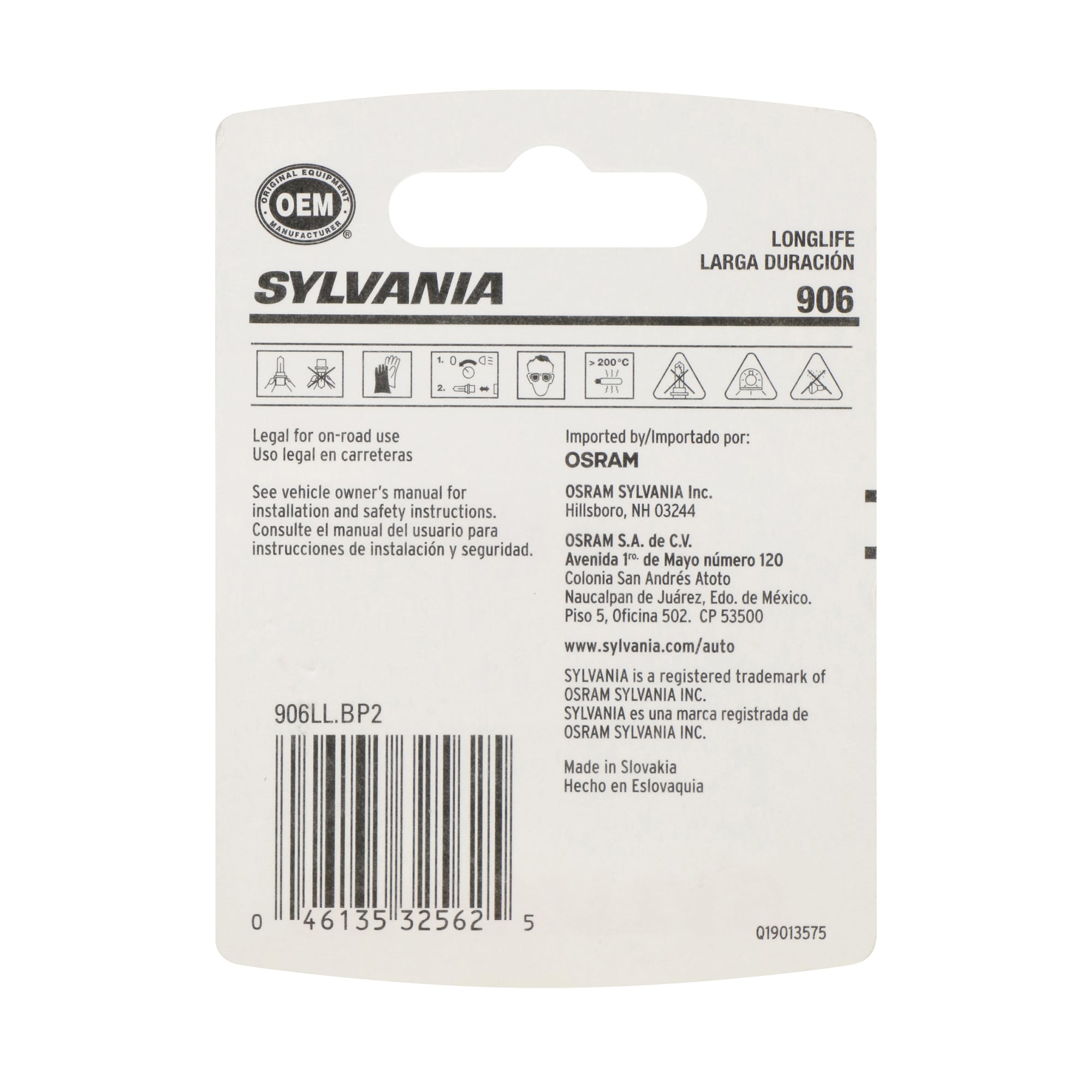 SYLVANIA 906 Long Life Mini Bulb, 2 Pack