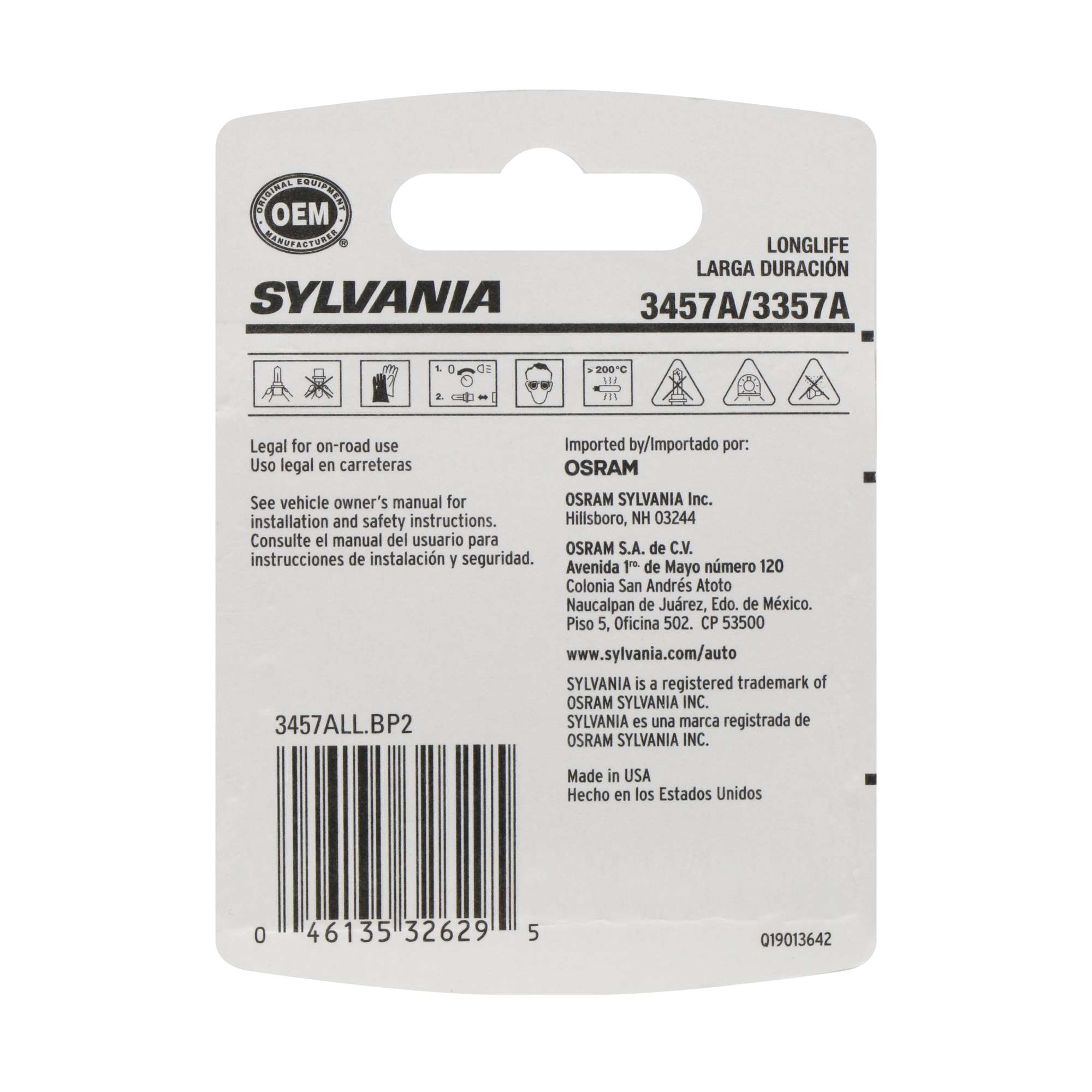 SYLVANIA 3457A Long Life Mini Bulb, 2 Pack