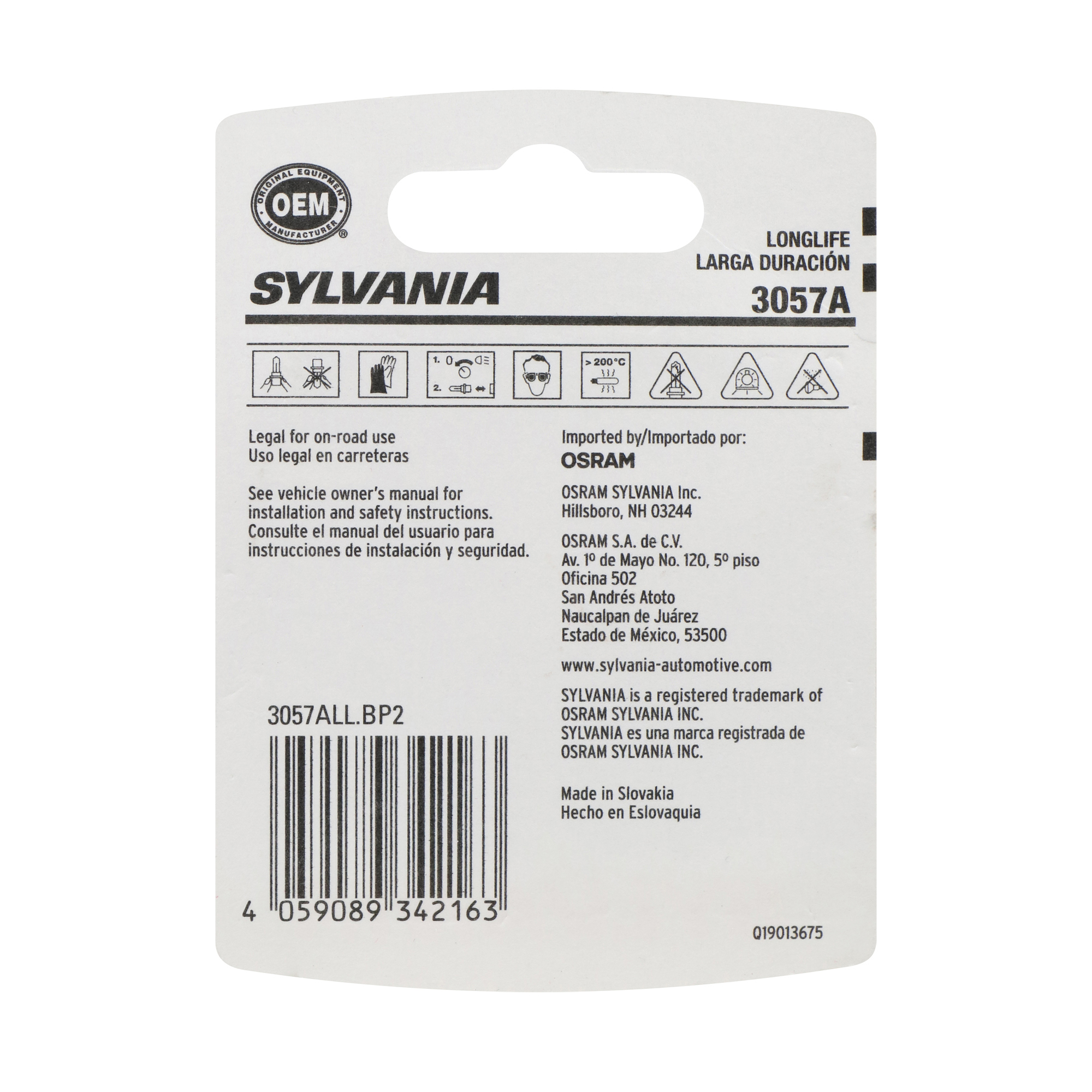 SYLVANIA 3057A Long Life Mini Bulb, 2 Pack